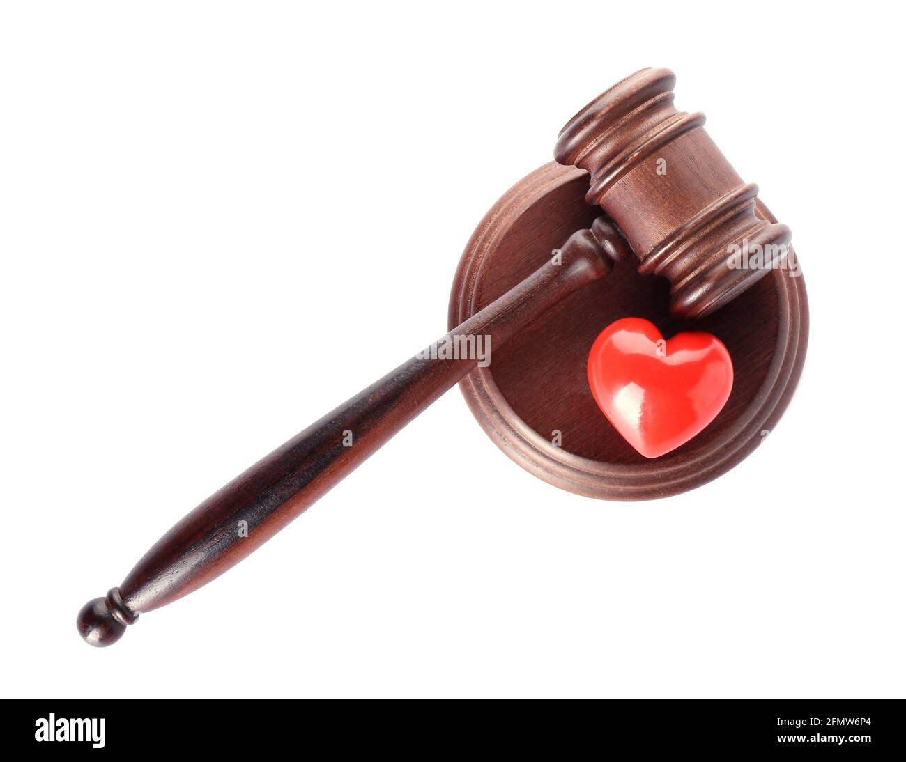 Judge's gavel with heart on white background Stock Photo - Alamy
