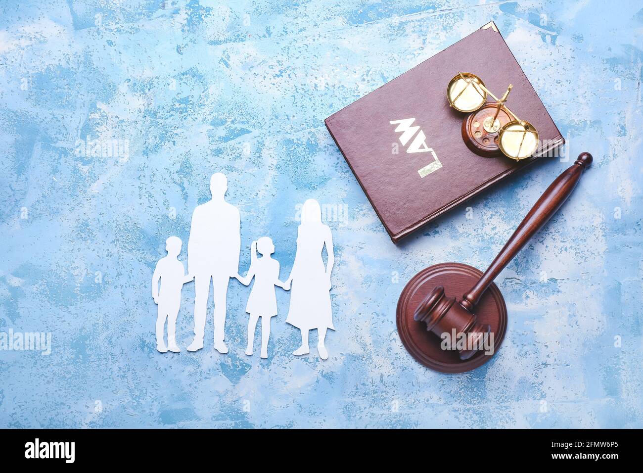Composition with figures of family on color background Stock Photo - Alamy
