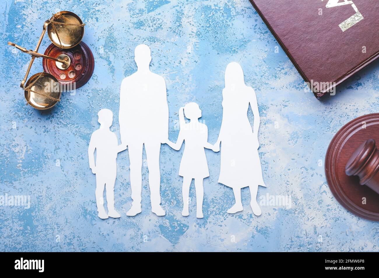 Composition with figures of family on color background Stock Photo - Alamy