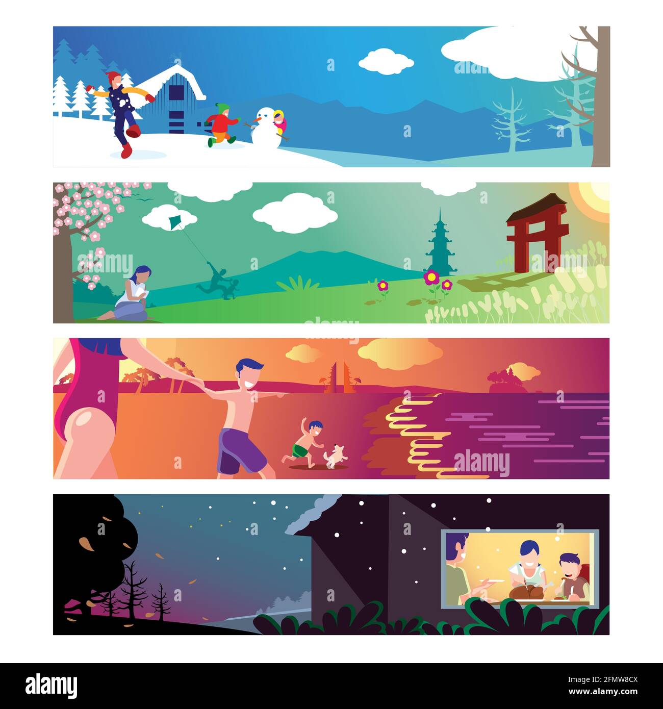 Four seasons cartoon illustration hi-res stock photography and images ...