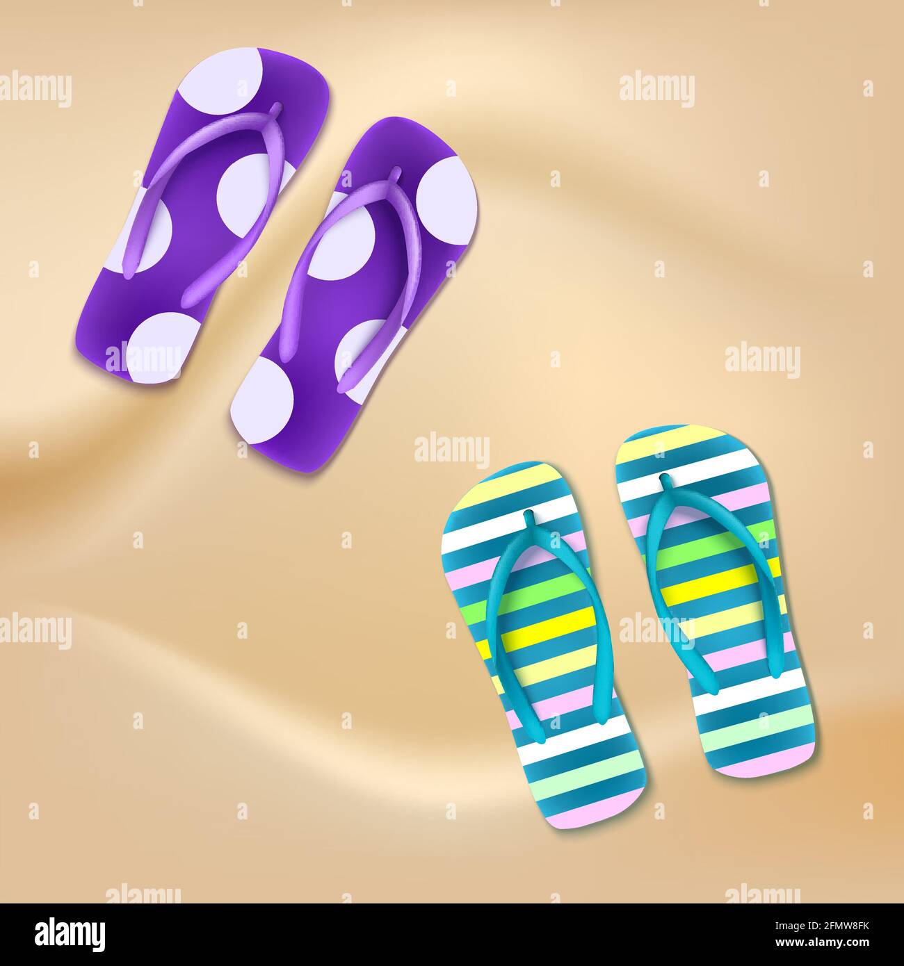 Colored beach slippers the sandy background Stock Vector Image & Art ...