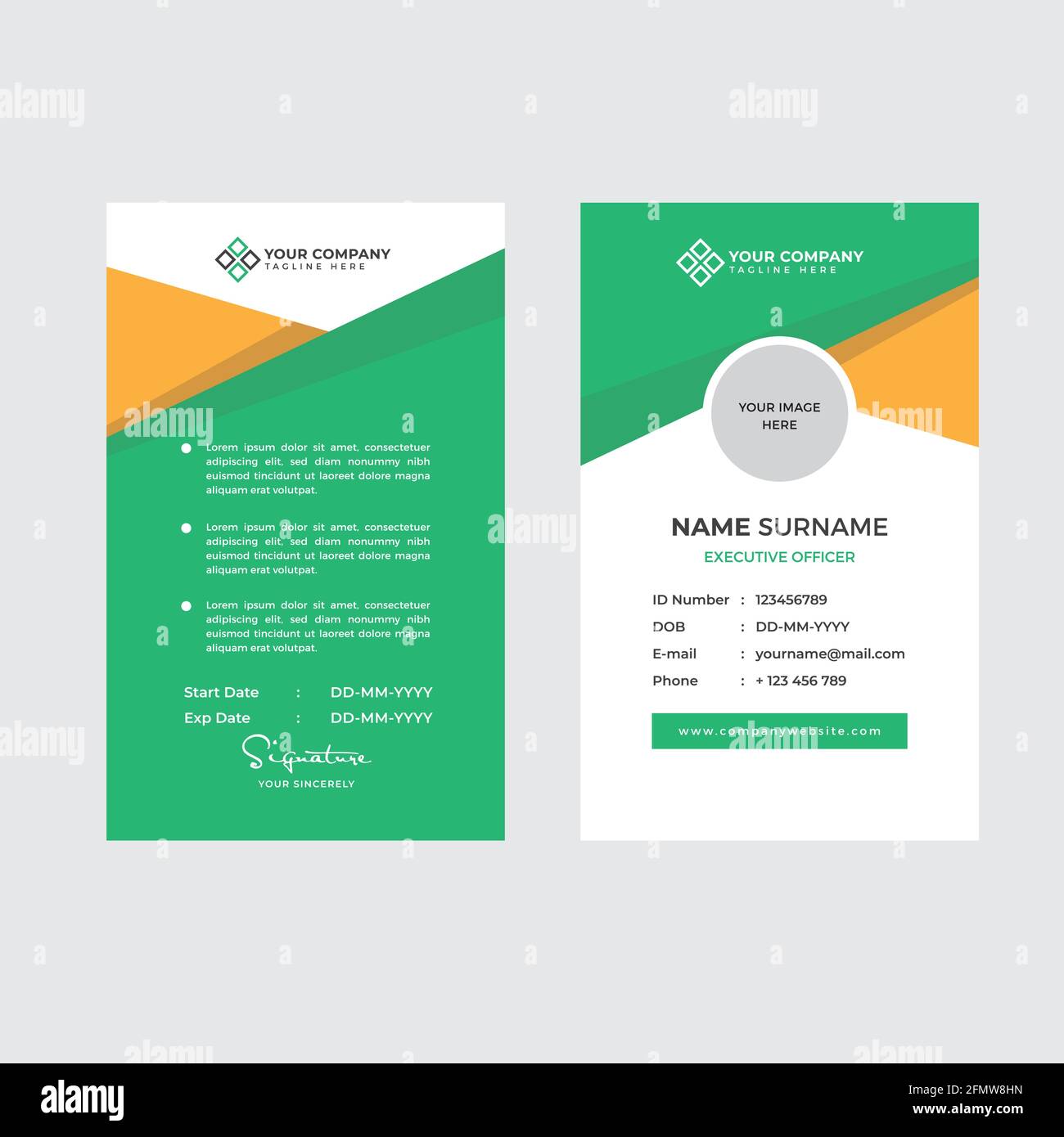 Premium Employee ID Card with Photo Placeholder, Name, Position and ...