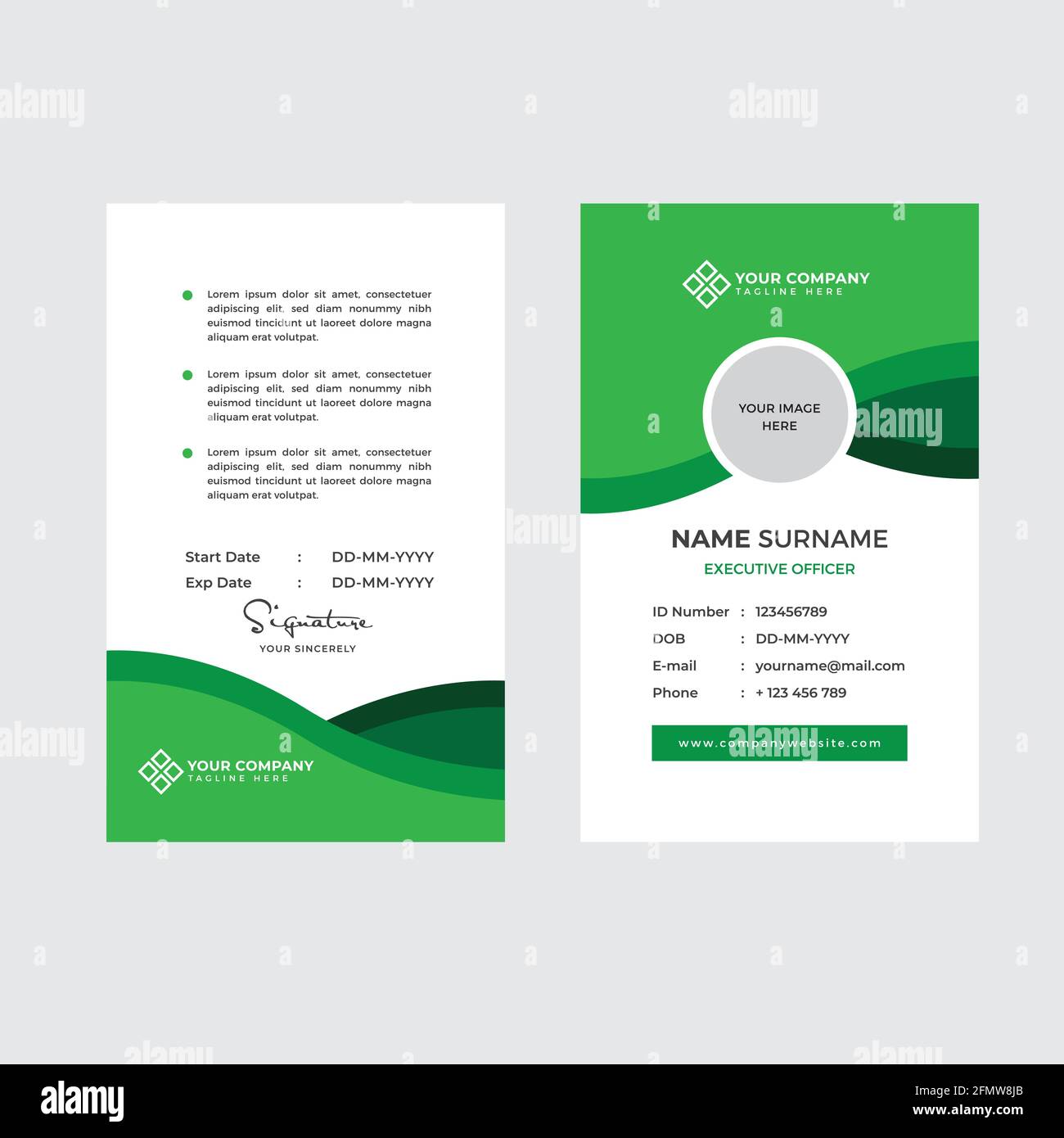 Premium Employee ID Card with Photo Placeholder, Name, Position and ...