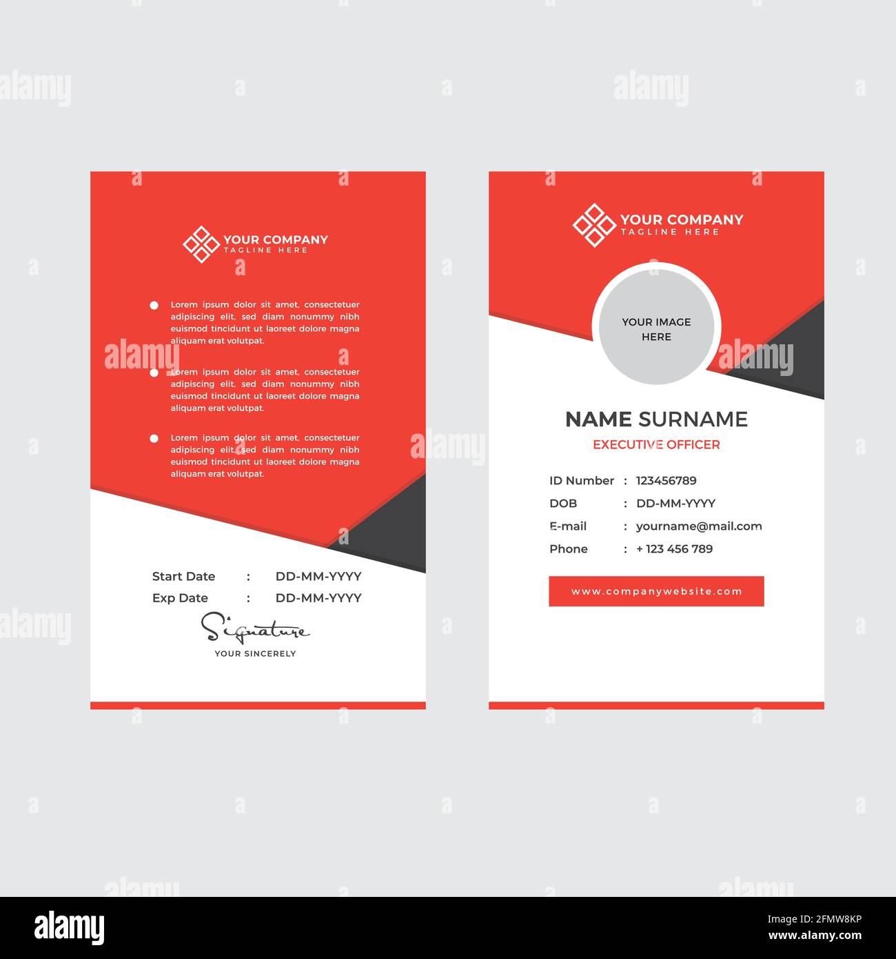 Premium Employee ID Card with Photo Placeholder, Name, Position and ...