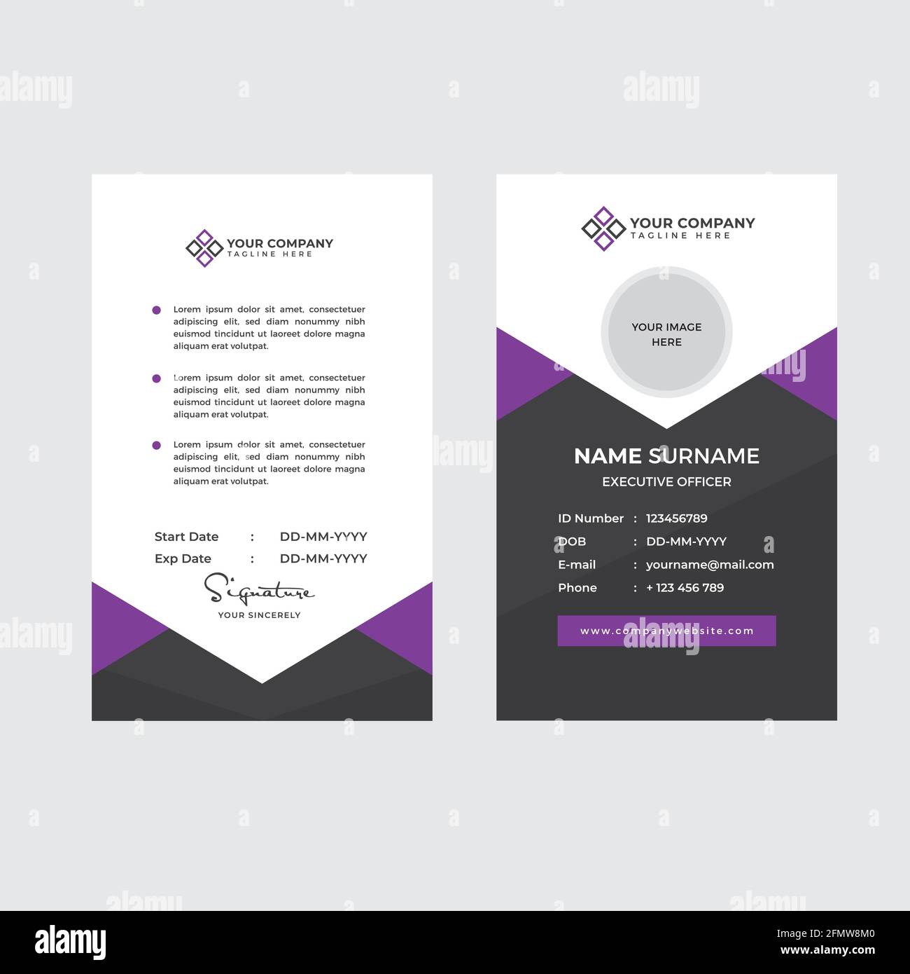 Premium Employee ID Card with Photo Placeholder, Name, Position and ...