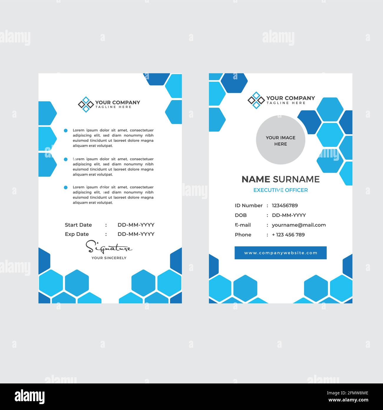 Premium Employee ID Card with Photo Placeholder, Name, Position and ...