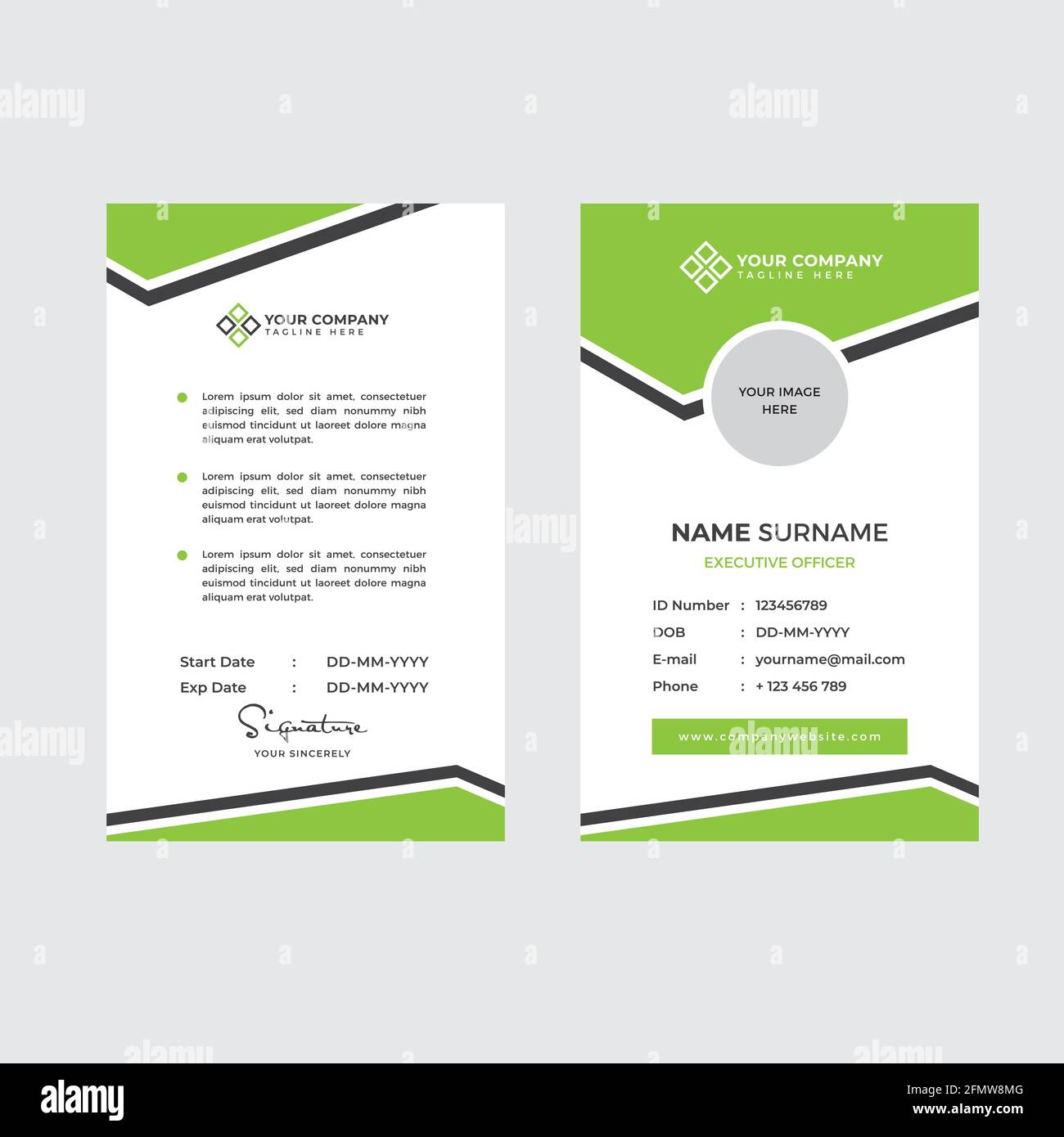 Premium Employee ID Card with Photo Placeholder, Name, Position and ...