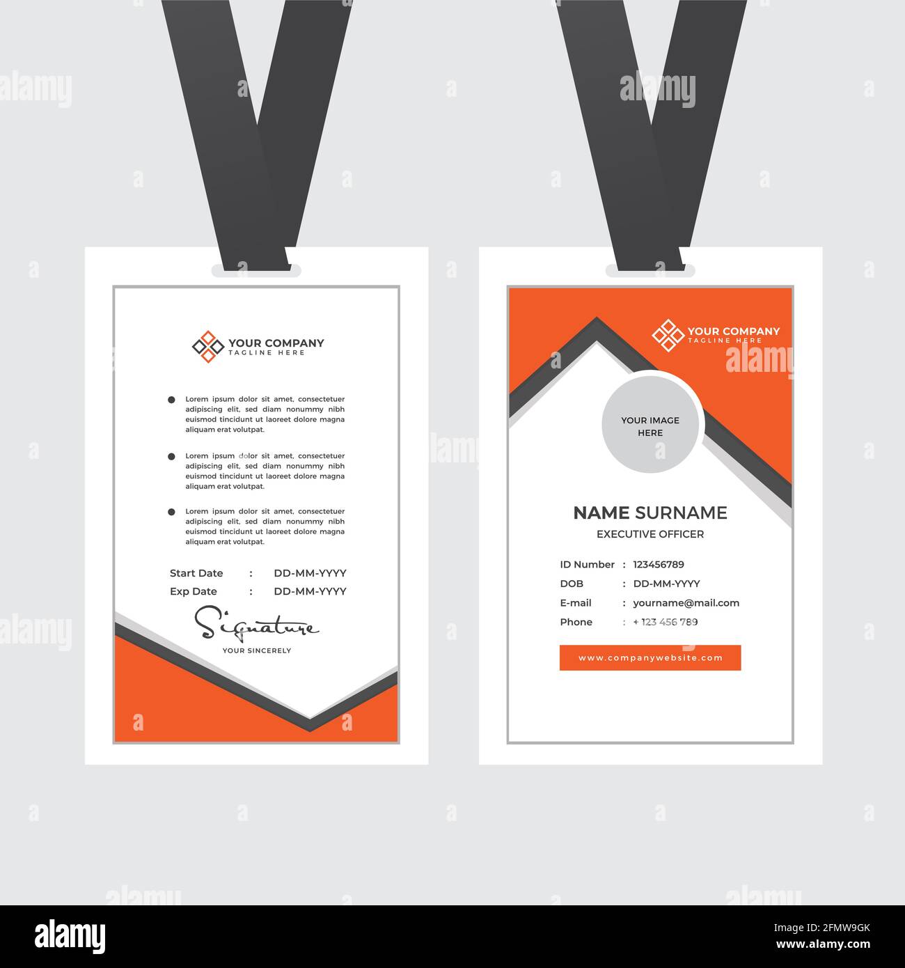 Premium Employee ID Card with Photo Placeholder, Name, Position and ...