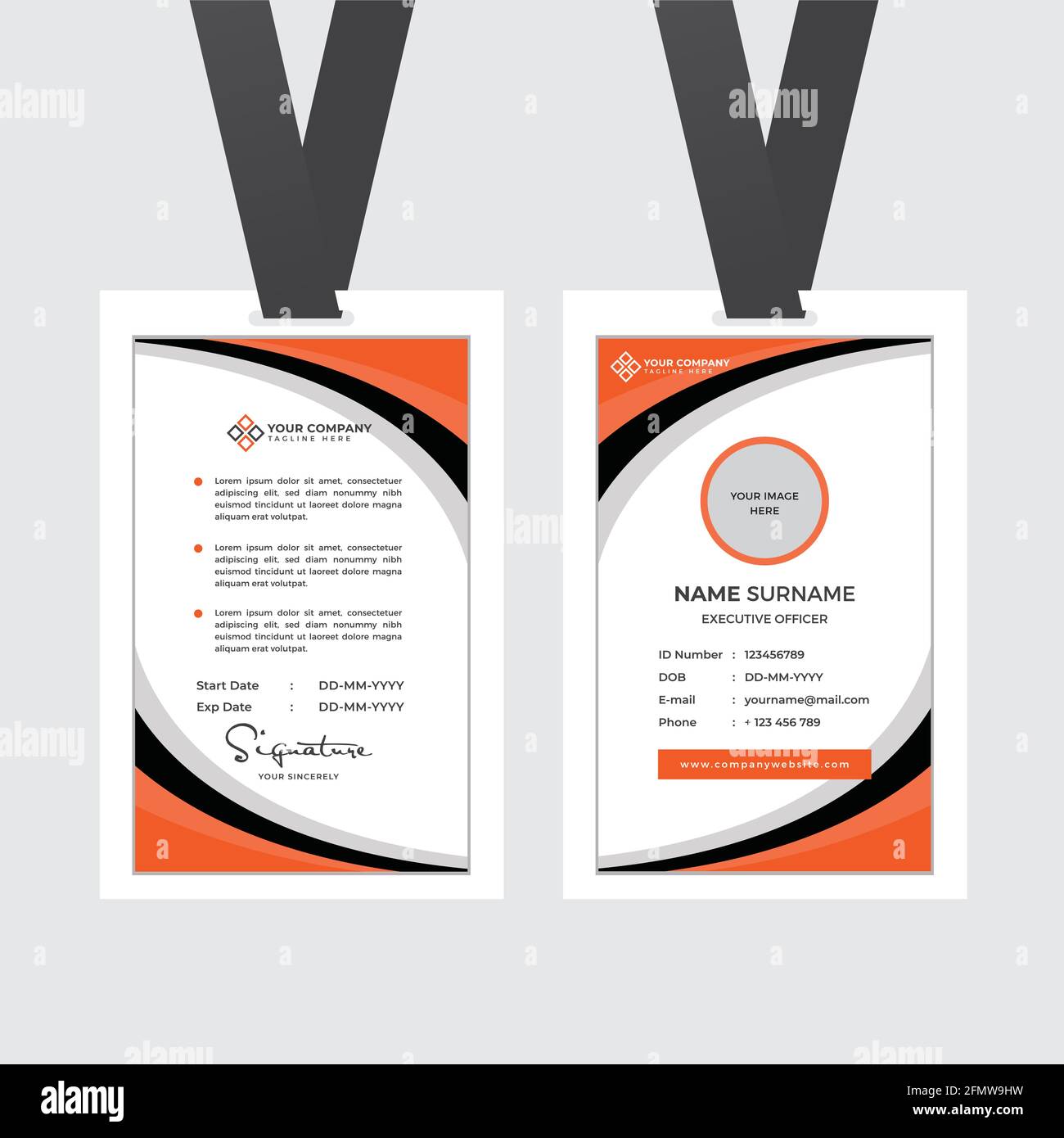 Premium Employee ID Card with Photo Placeholder, Name, Position and ...