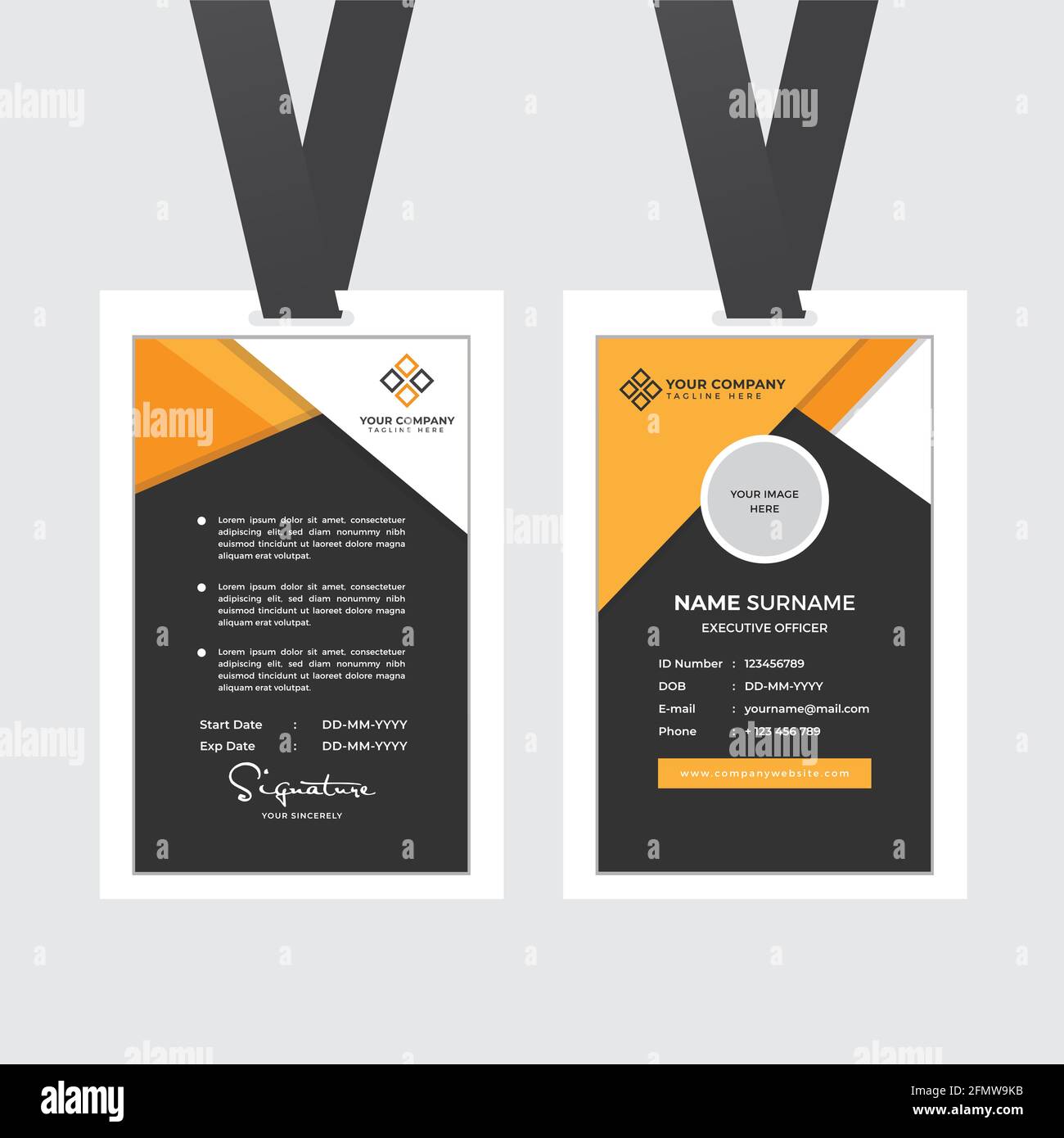 Premium Employee ID Card with Photo Placeholder, Name, Position and ...