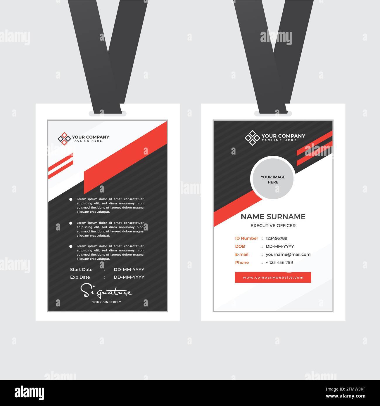 Premium Employee ID Card with Photo Placeholder, Name, Position and ...