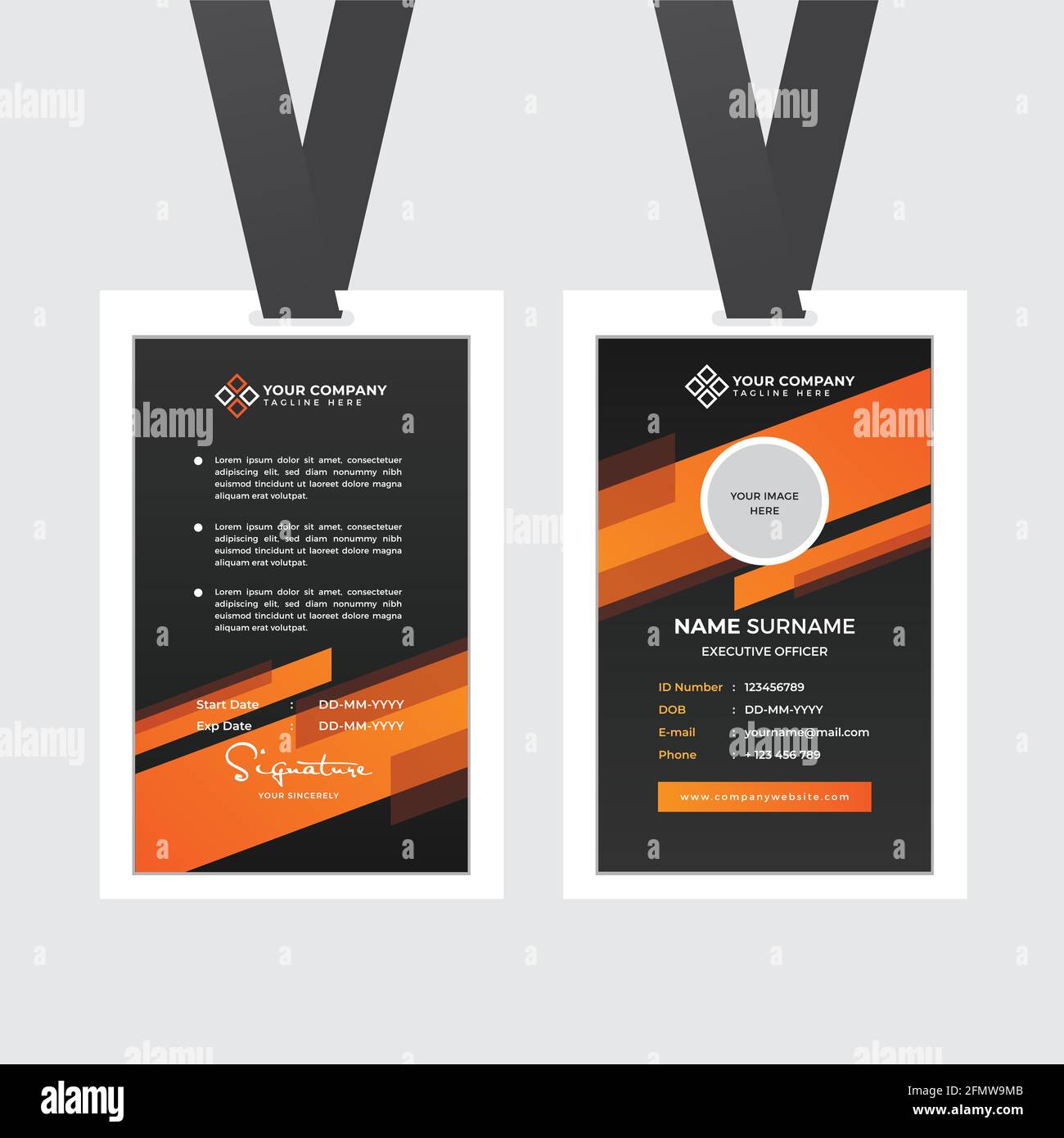 Premium Employee ID Card with Photo Placeholder, Name, Position and ...