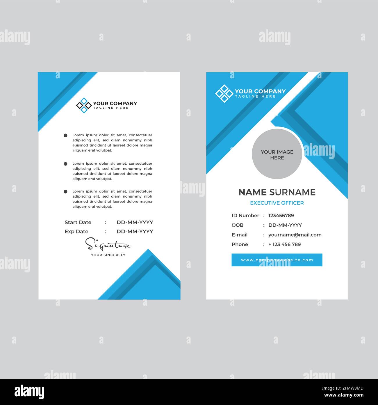 Premium Employee ID Card with Photo Placeholder, Name, Position and ...