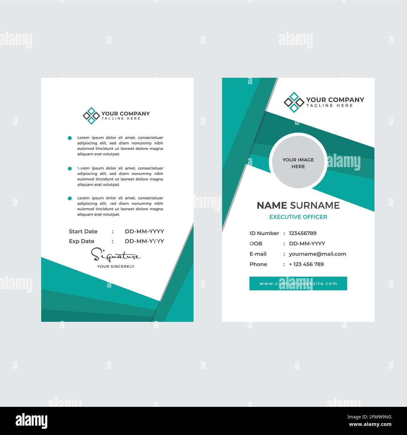 Premium Employee ID Card with Photo Placeholder, Name, Position and ...