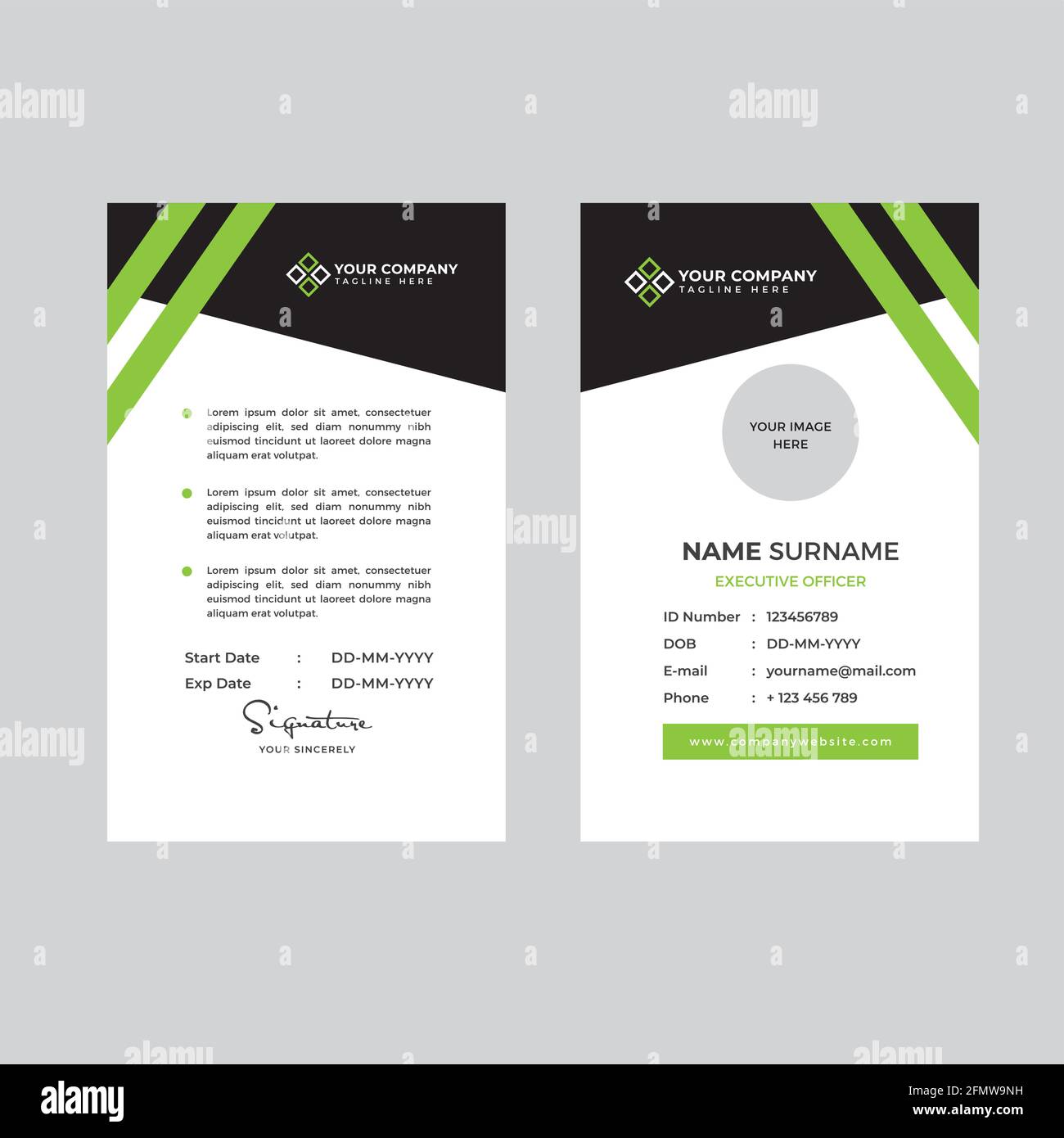 Premium Employee ID Card with Photo Placeholder, Name, Position and ...