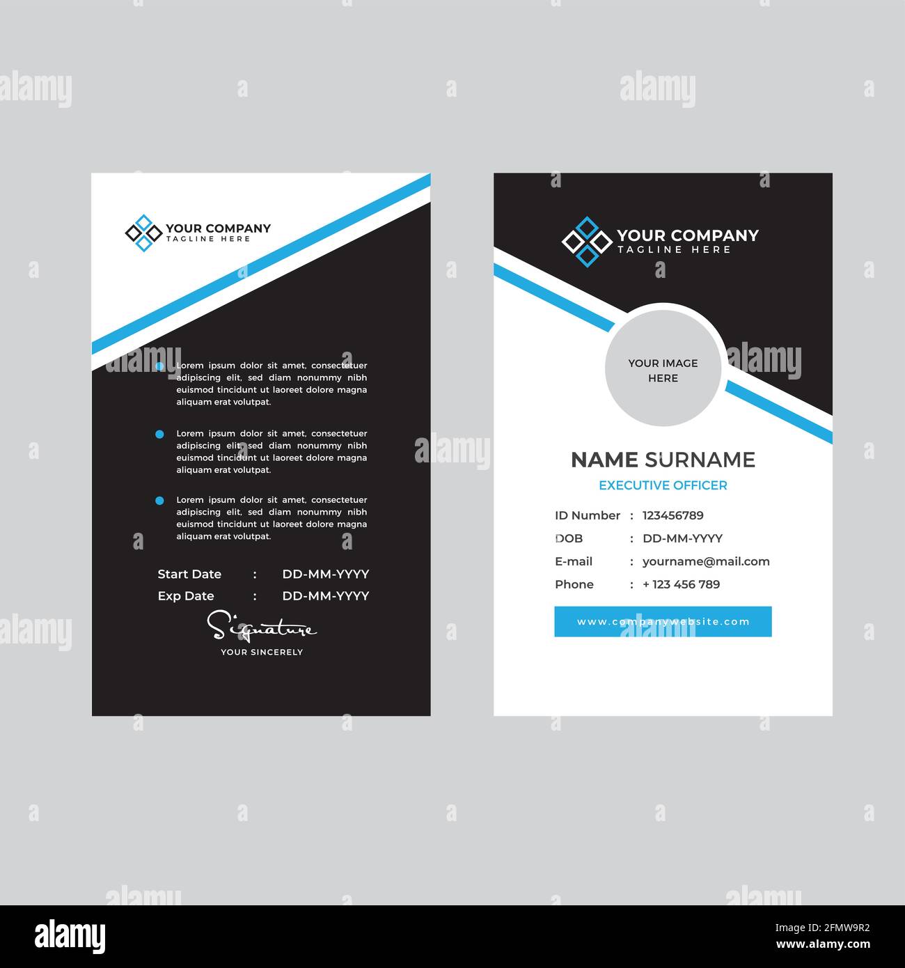 Premium Employee ID Card with Photo Placeholder, Name, Position and ...