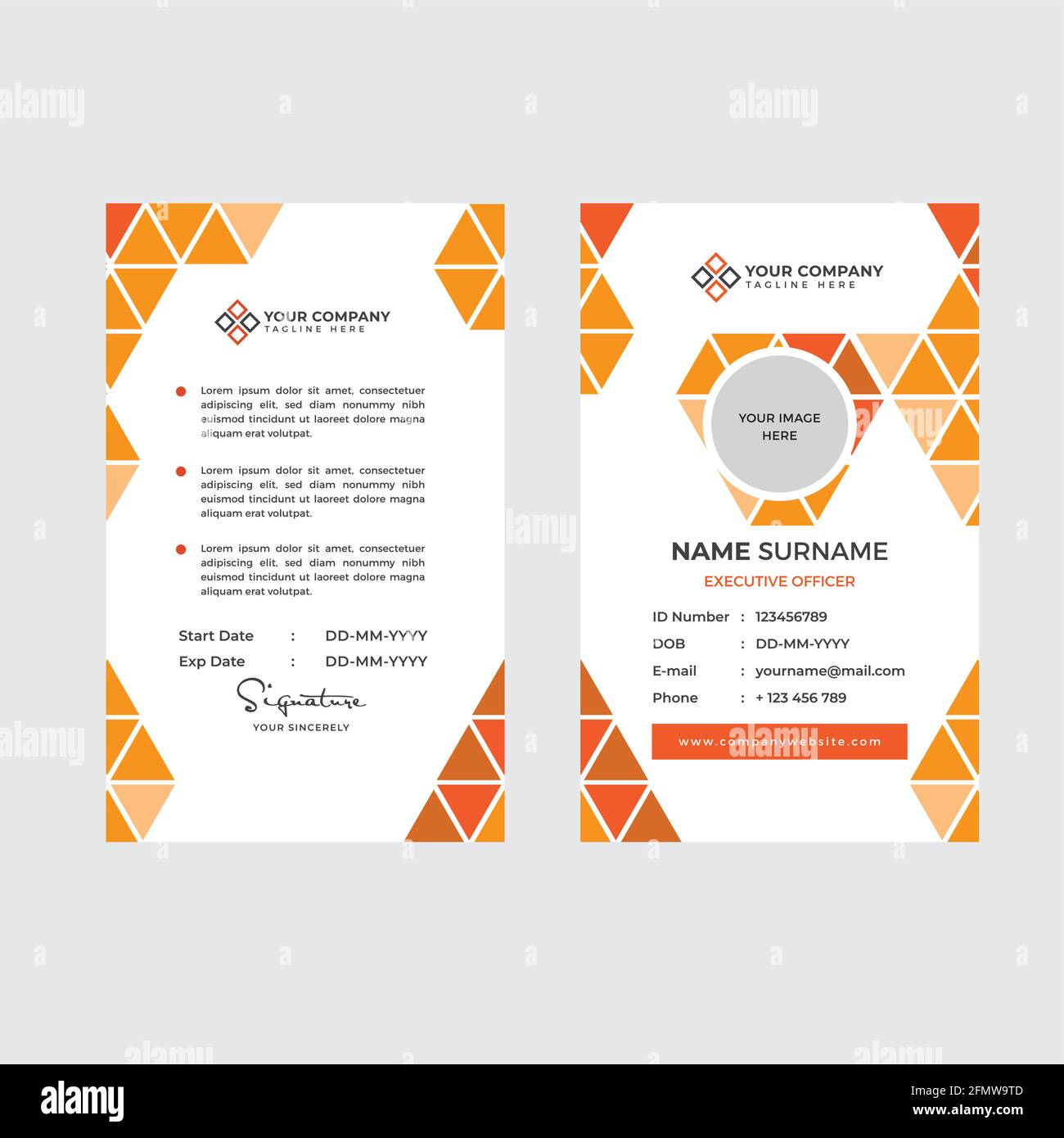 Premium Employee ID Card with Photo Placeholder, Name, Position and ...