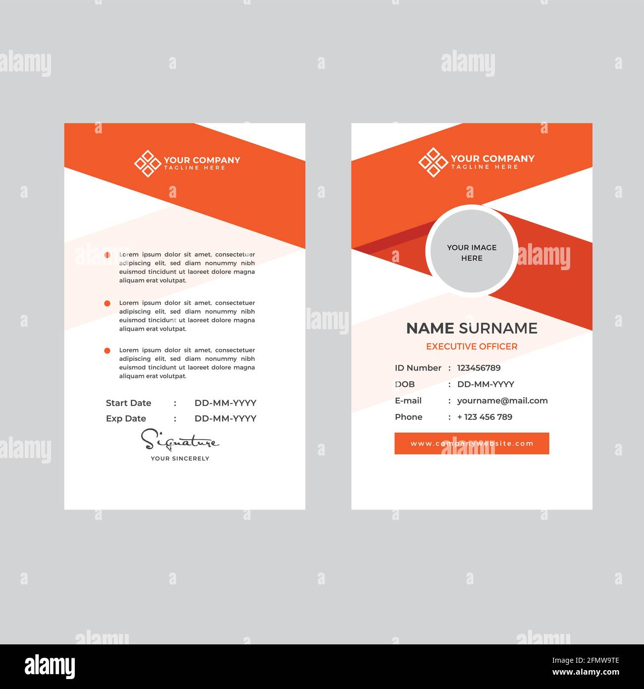 Premium Employee ID Card with Photo Placeholder, Name, Position and ...