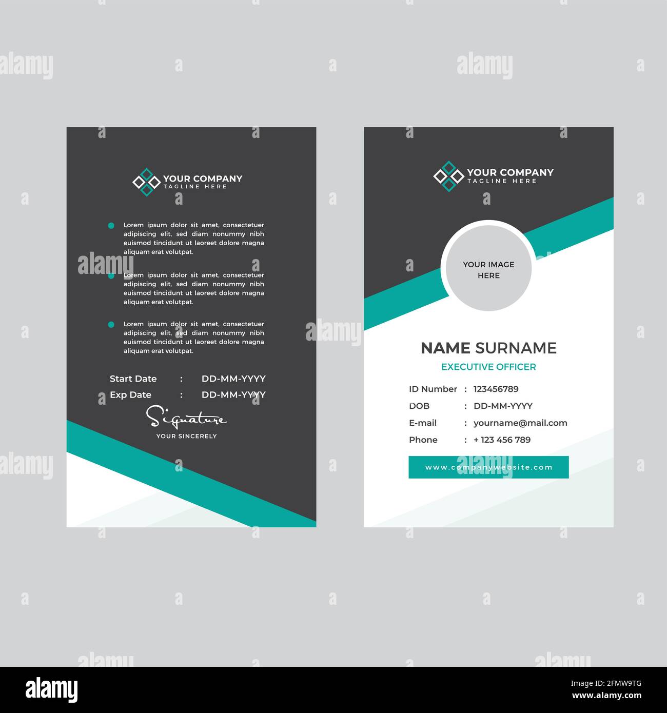 Premium Employee ID Card with Photo Placeholder, Name, Position and ...