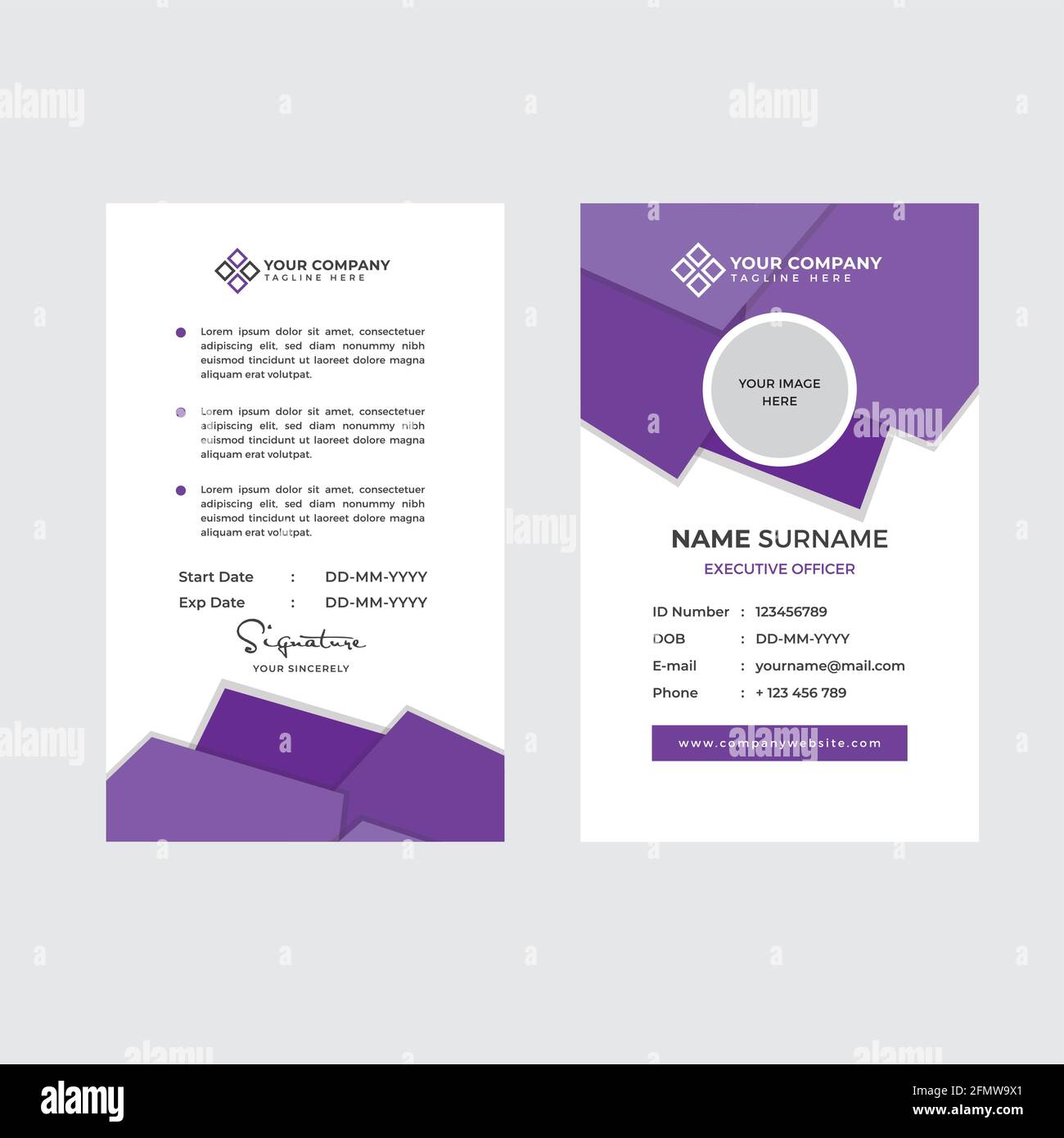 Premium Employee ID Card with Photo Placeholder, Name, Position and ...