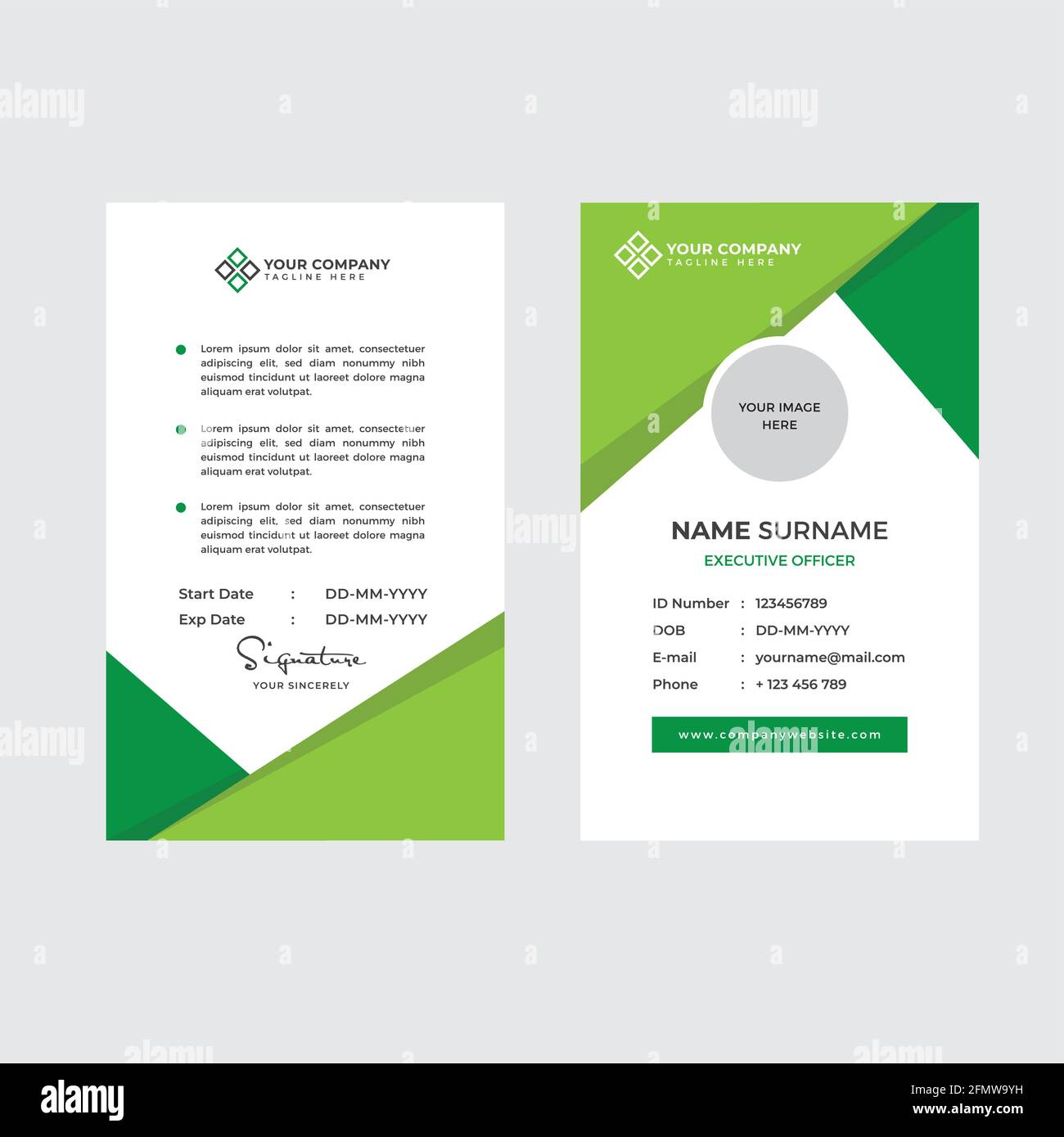 Premium Employee ID Card with Photo Placeholder, Name, Position and ...