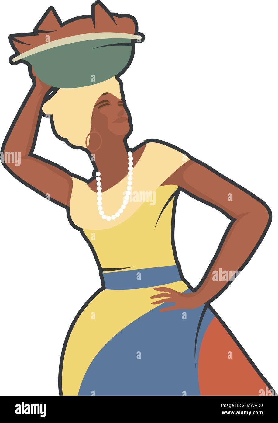 afro colombian woman with tray Stock Vector Image & Art - Alamy
