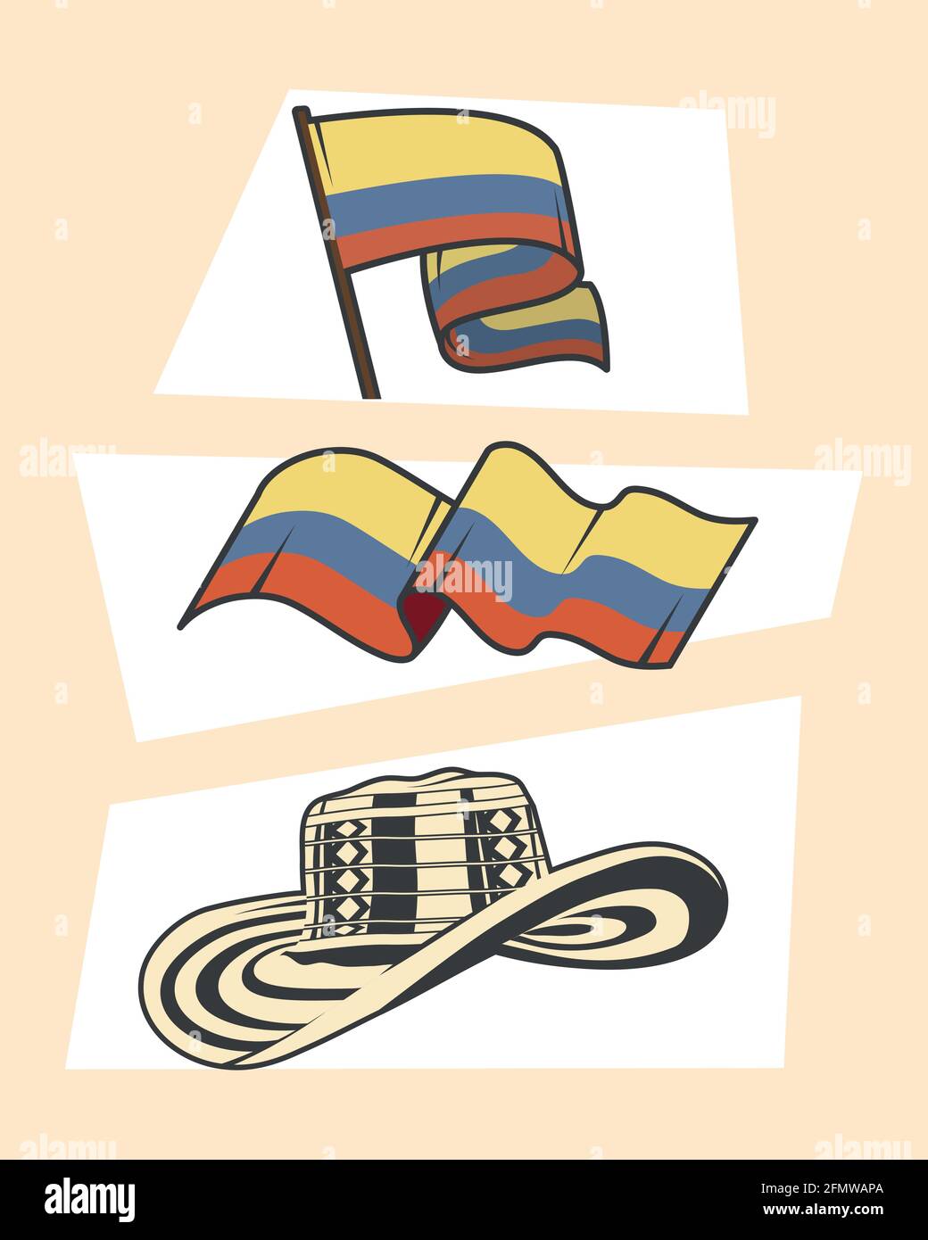three colombia country set icons Stock Vector Image & Art - Alamy