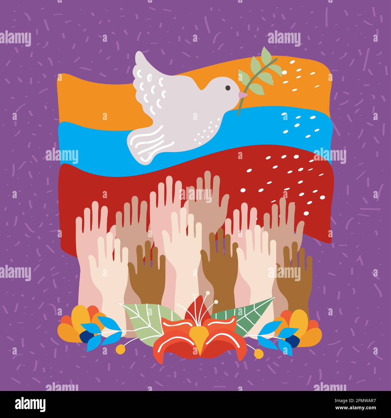 colombians hands with flag and peace dove Stock Vector Image & Art - Alamy