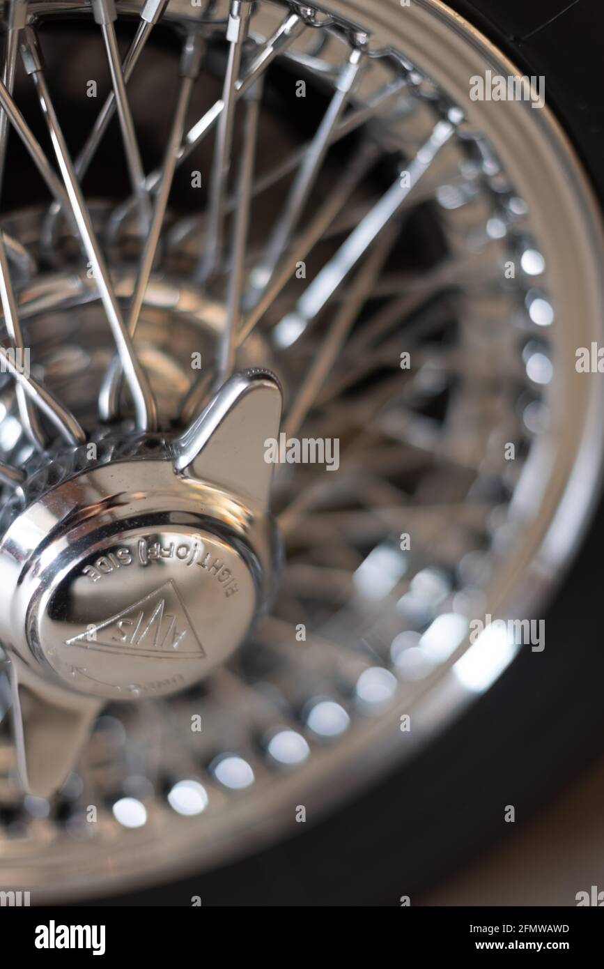 Detail of Chrome Spoked Wire Wheel with a narrow depth of field, 1960s ...