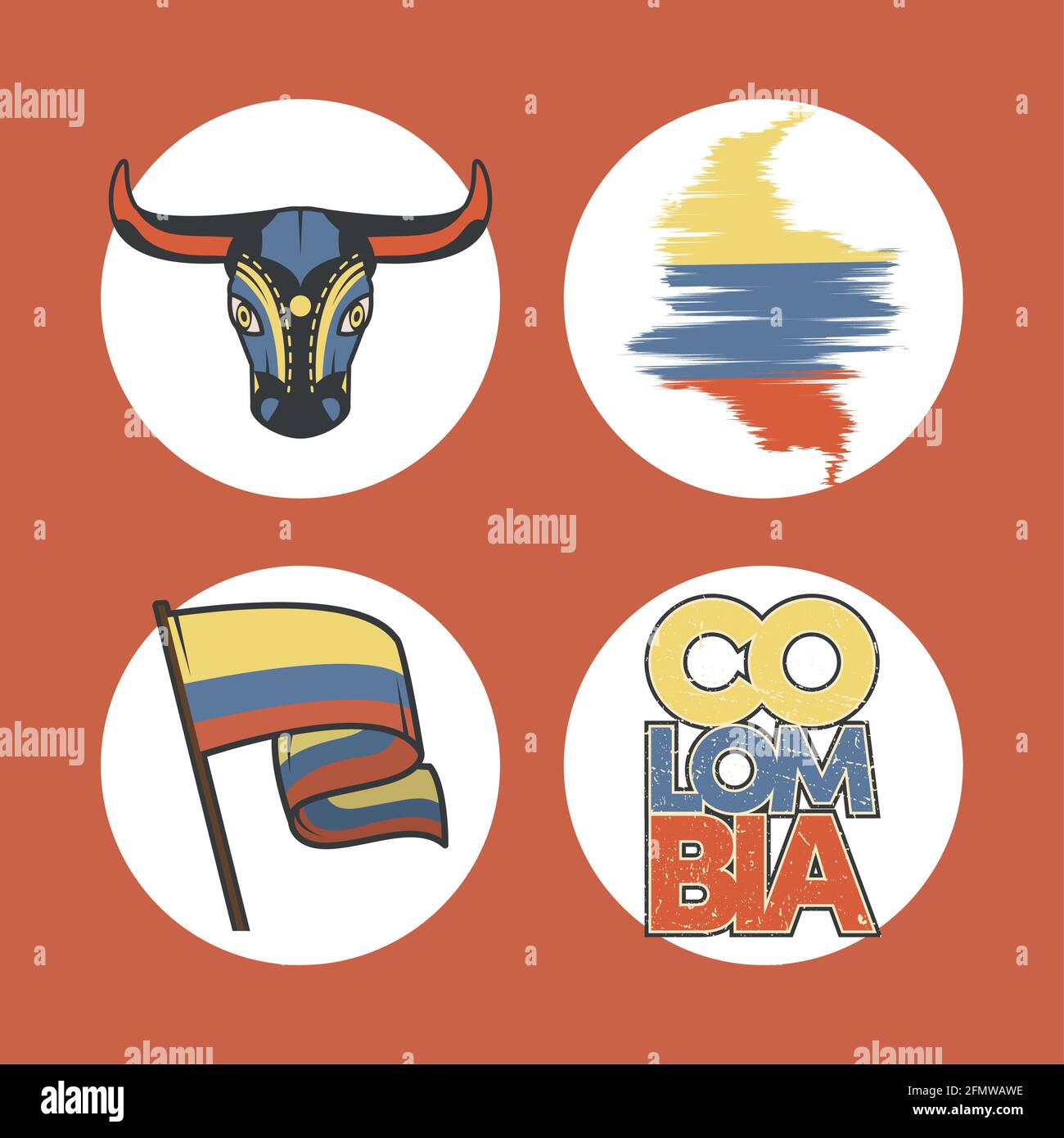 four colombia country set icons Stock Vector Image & Art - Alamy