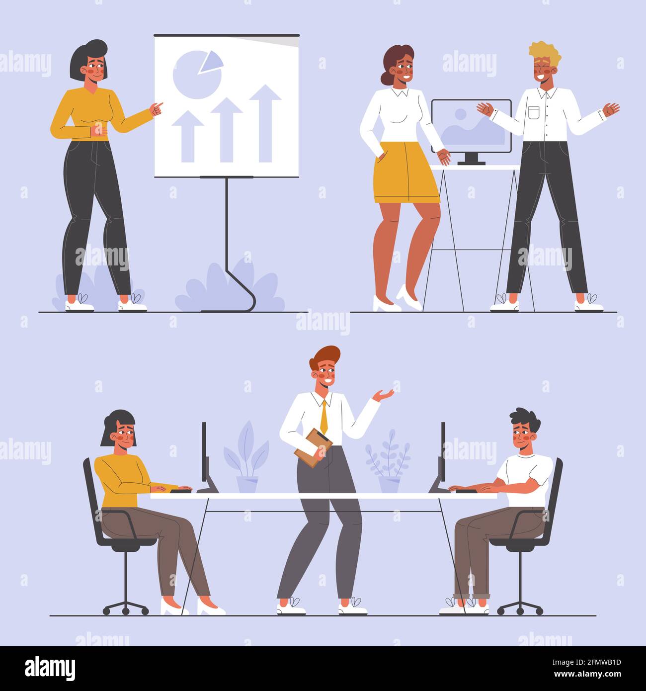 Flat working day illustration Vector illustration Stock Vector Image ...