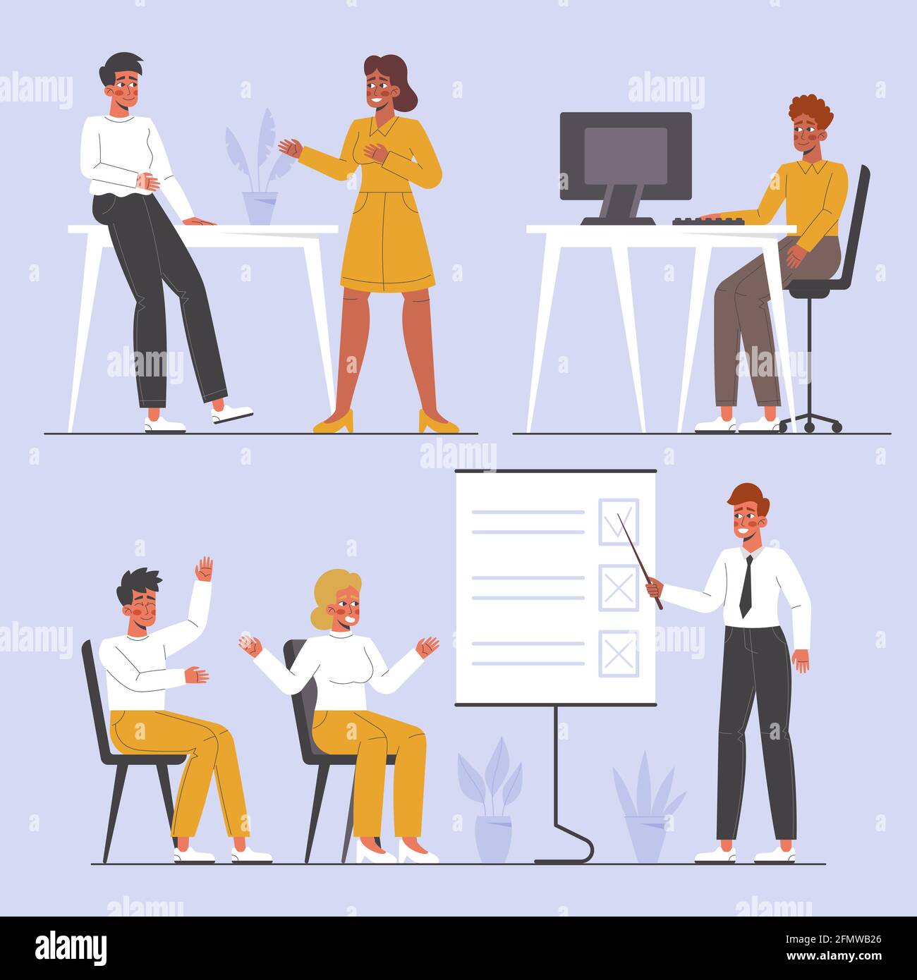 Flat working day illustration Vector illustration Stock Vector Image ...