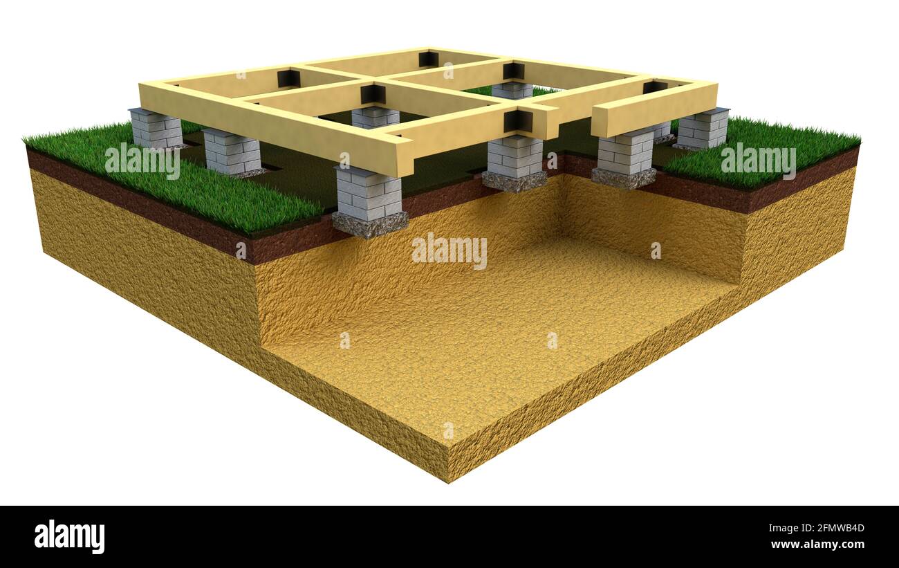 individual footing basement - isolated cgi industrial 3D illustration ...