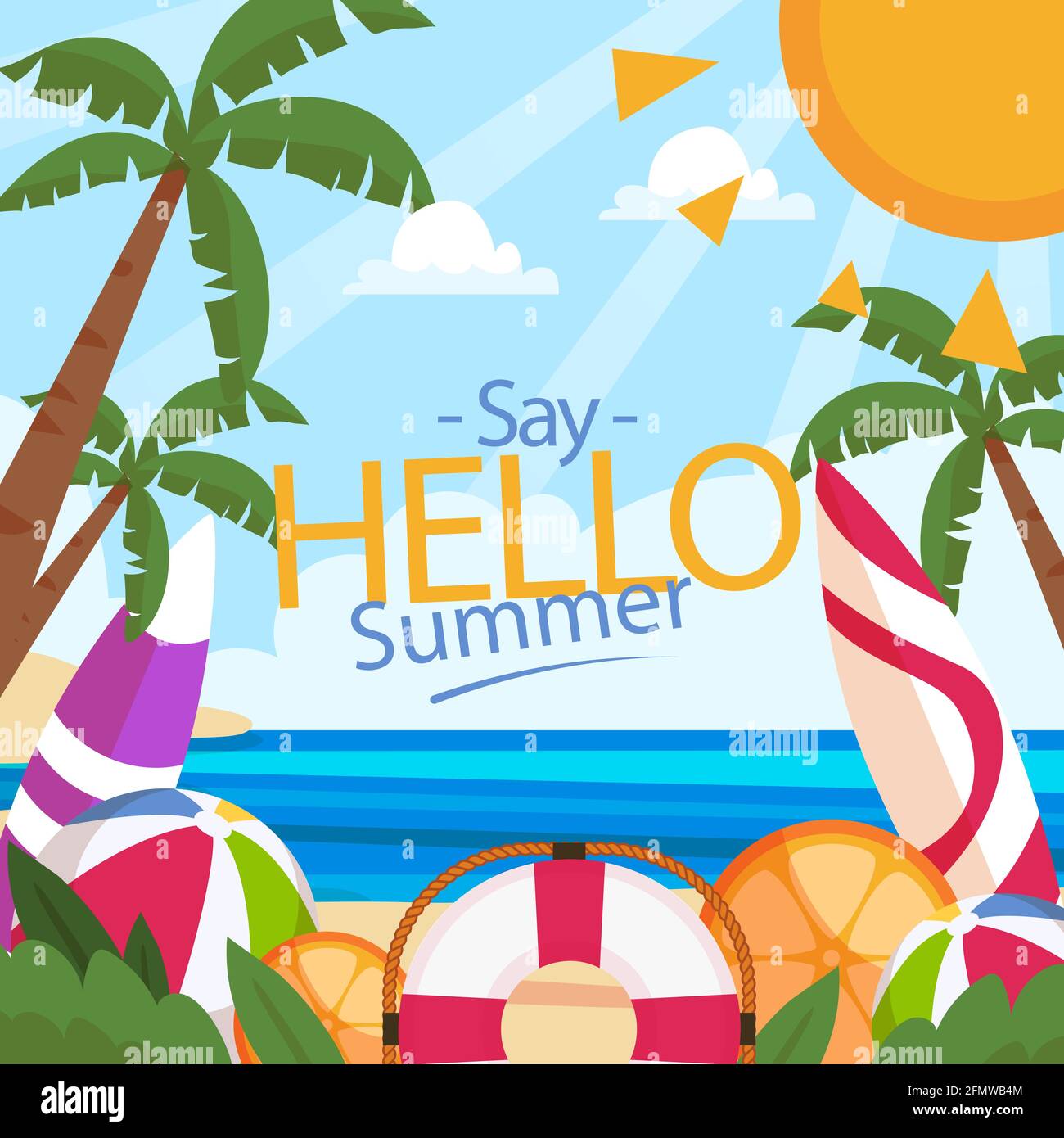 Flat summer background Vector illustration Stock Vector Image & Art - Alamy