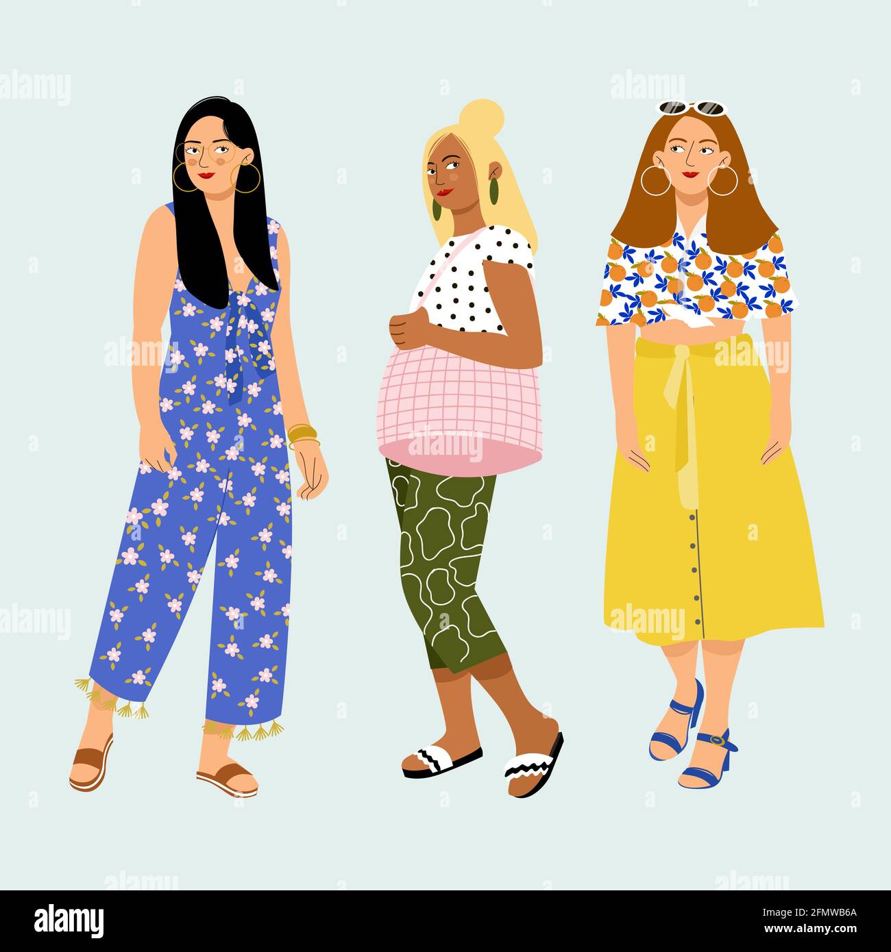 Flat summer scenes collection Vector illustration Stock Vector Image ...