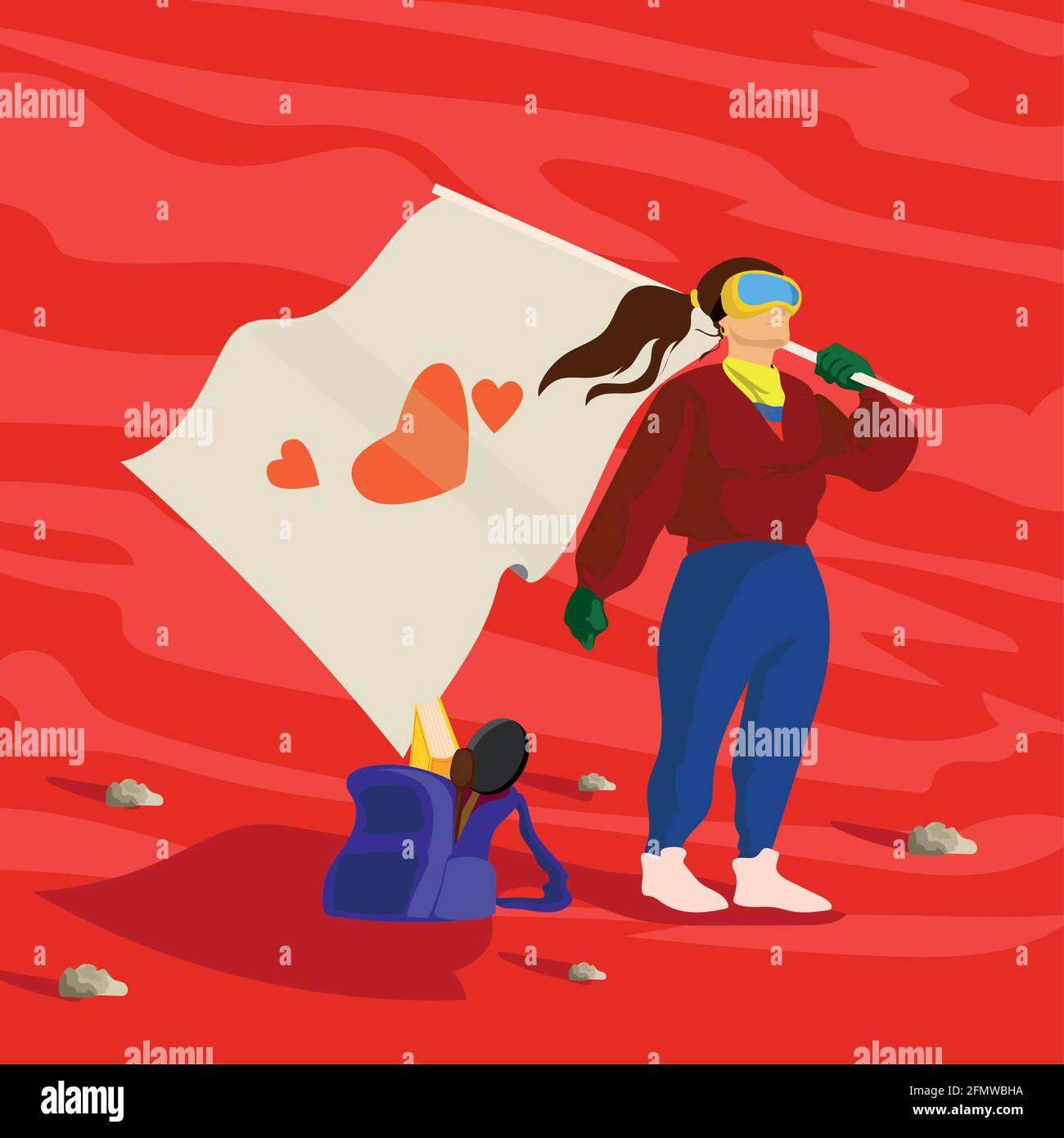 Female protester waving flag hi-res stock photography and images - Alamy