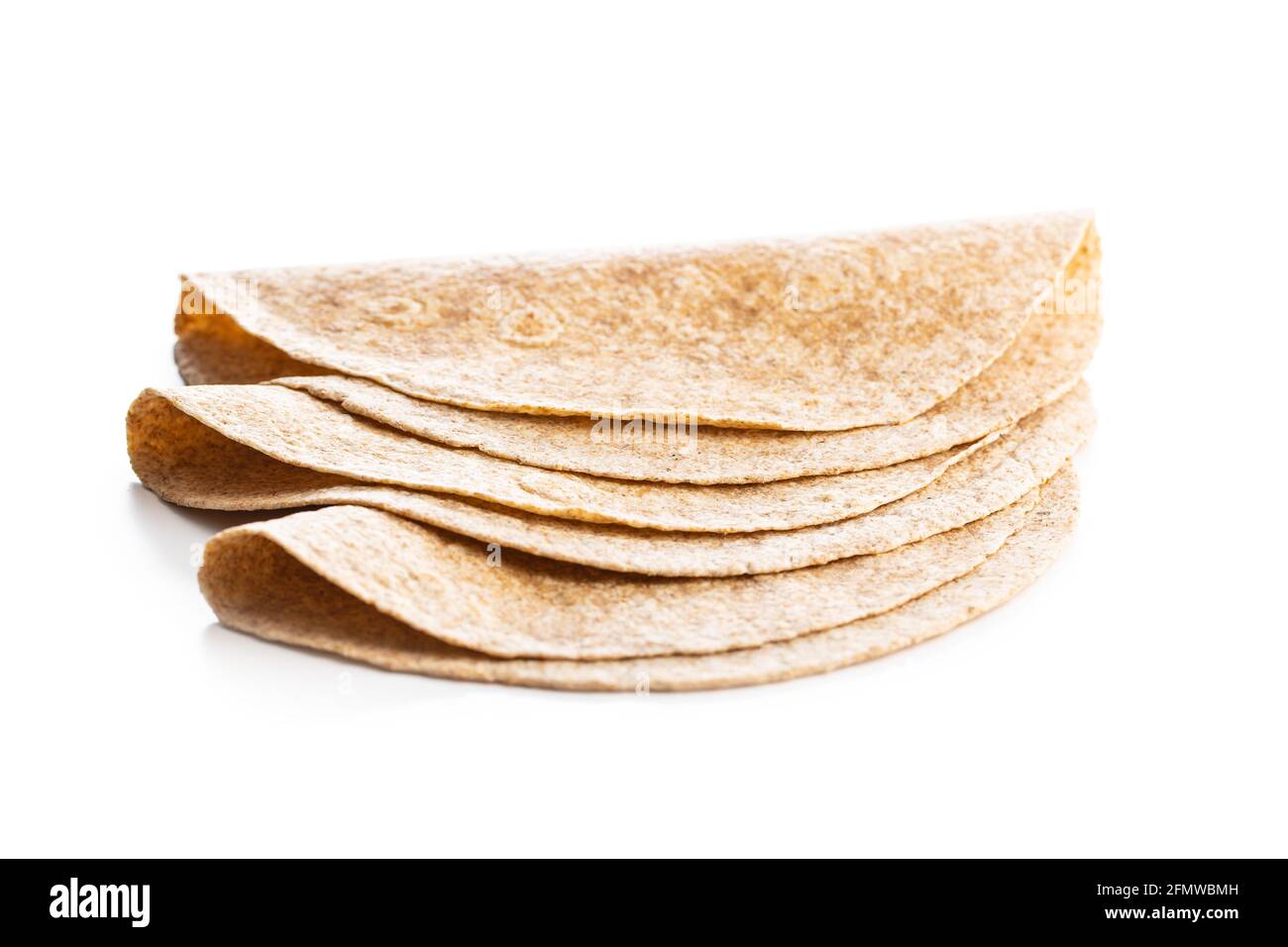 Whole grain tortilla wraps isolated on white background Stock Photo - Alamy