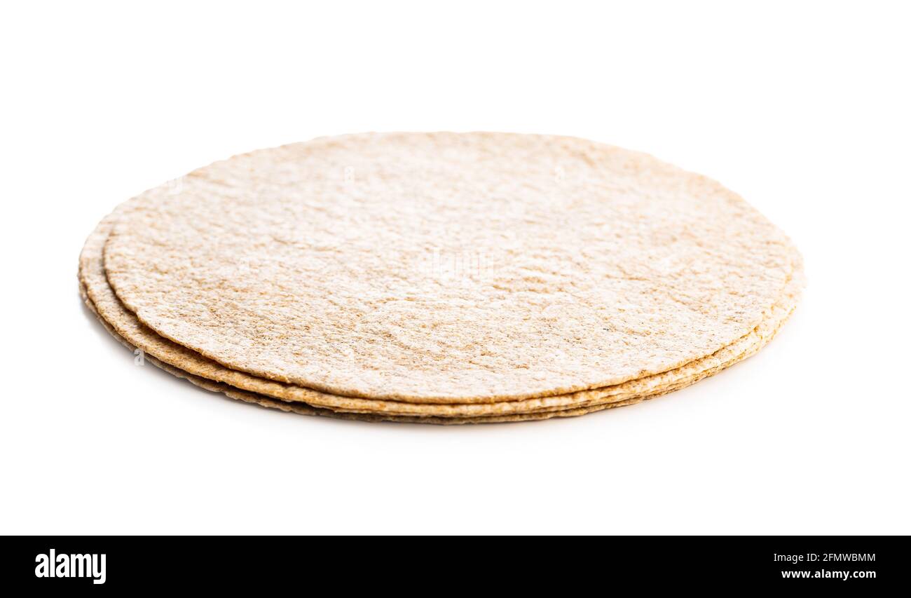 Whole grain tortilla wraps isolated on white background Stock Photo - Alamy