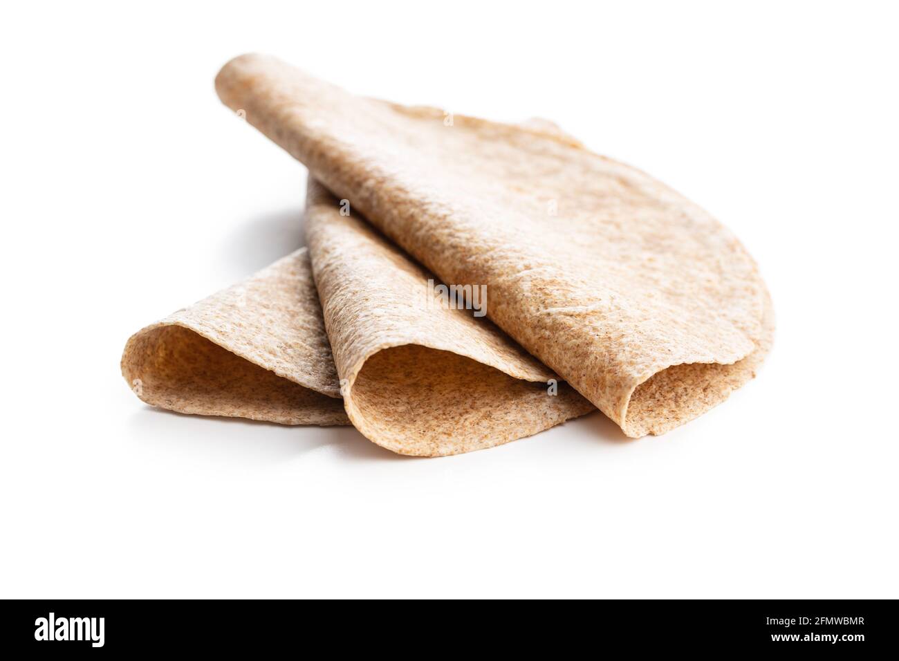 Whole grain tortilla wraps isolated on white background Stock Photo - Alamy