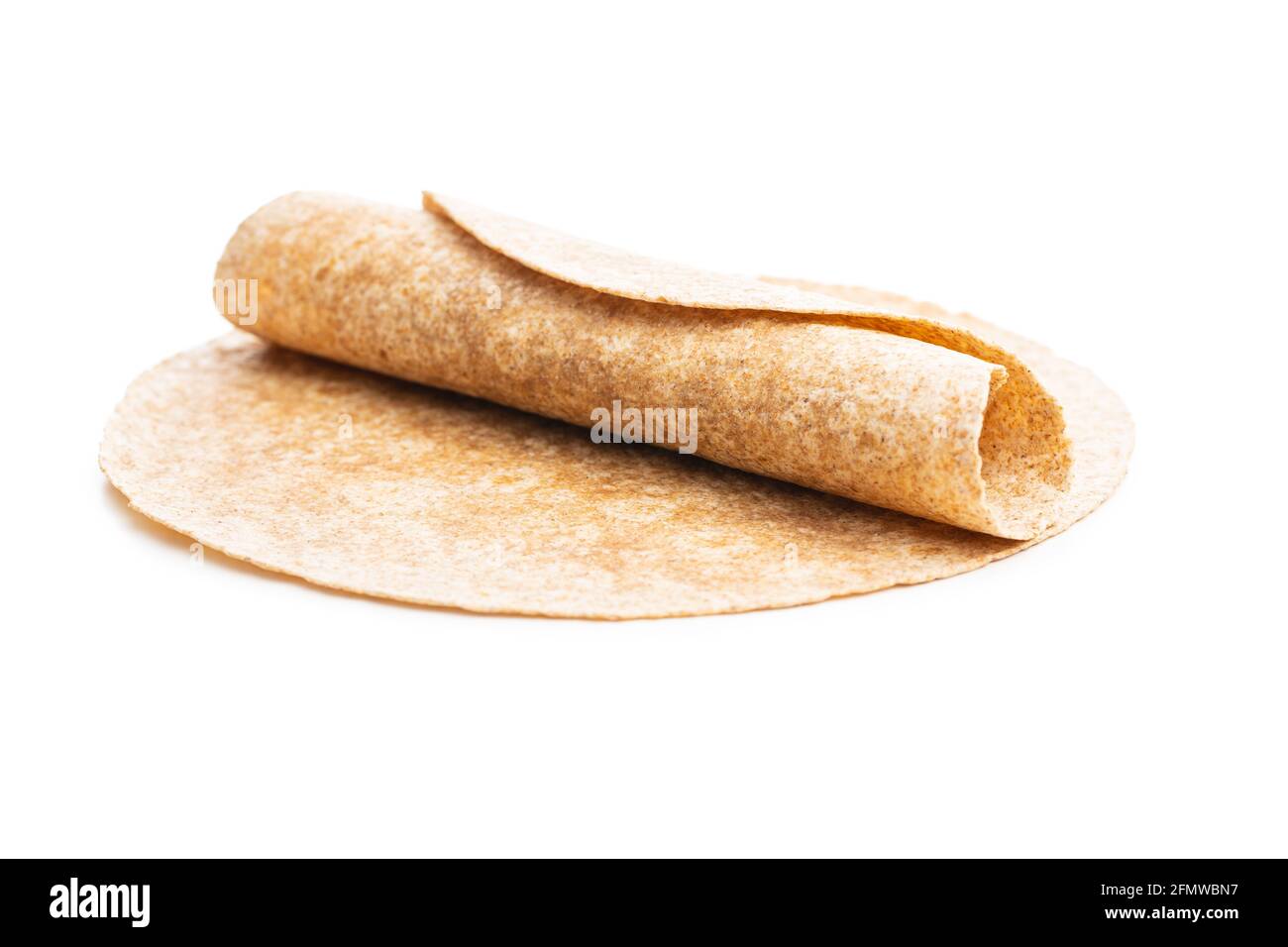 Whole grain tortilla wraps isolated on white background Stock Photo - Alamy