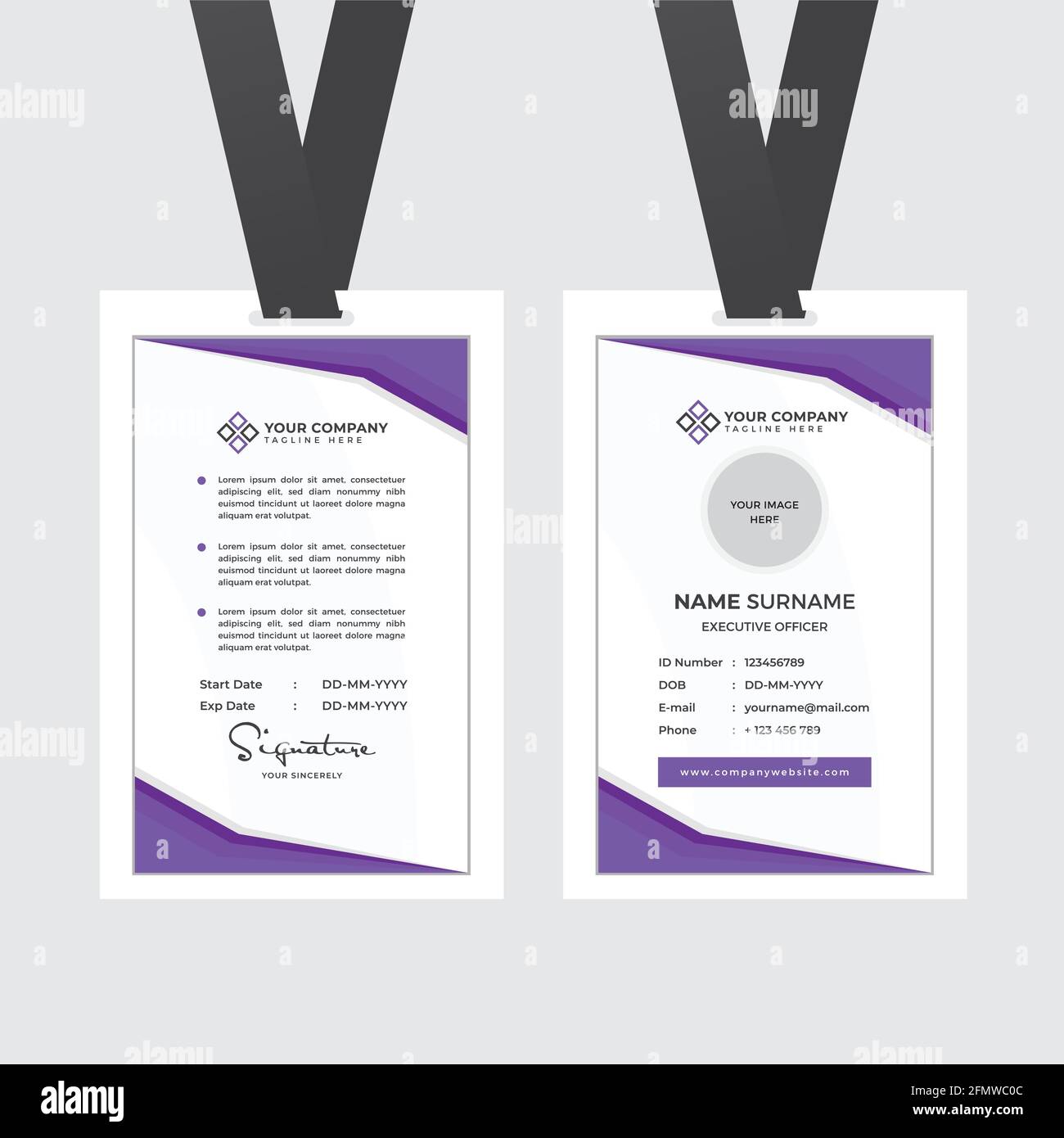 Premium Employee ID Card with Photo Placeholder, Name, Position and ...