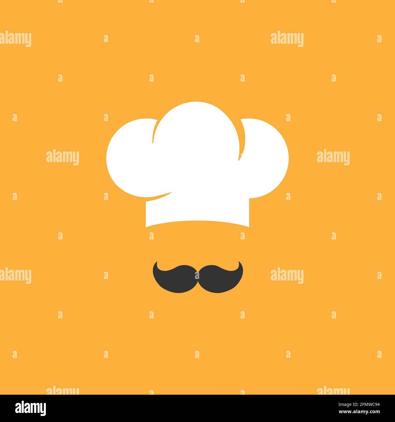 Chef cook cap with mustaches icon isolated on orange background ...
