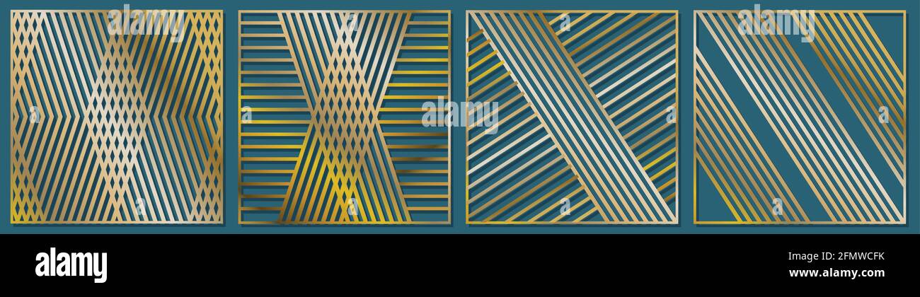 Abstract Geometry lines pattern for laser cutting. Universal greeting ...