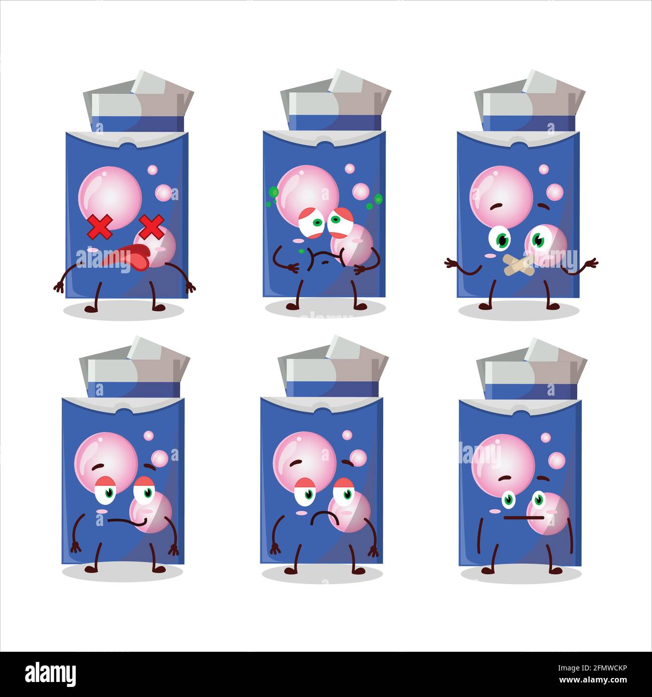 Blue bubble gum cartoon character with nope expression. Vector ...