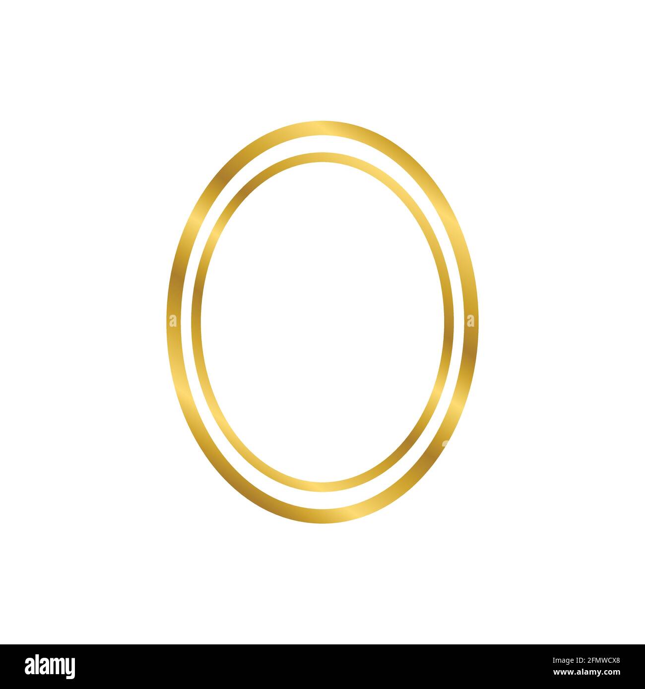 Gold shiny glowing vintage oval frame with shadows isolated on white ...