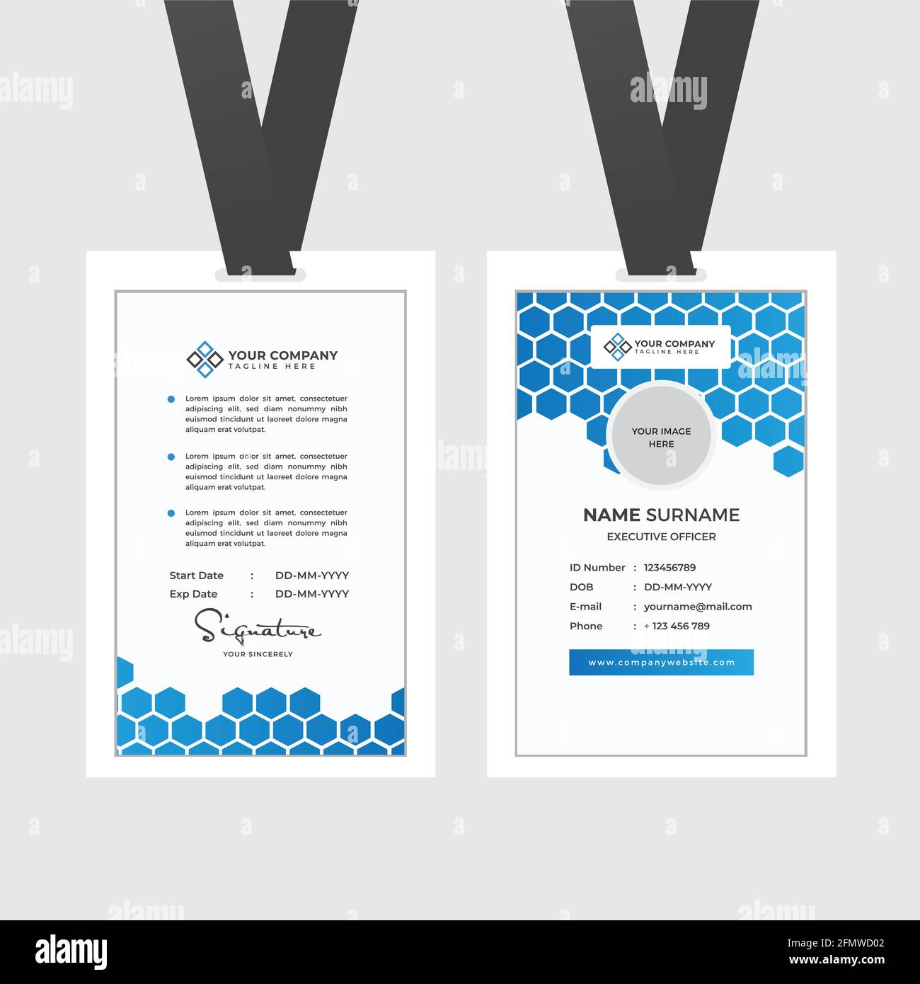 Premium Employee ID Card with Photo Placeholder, Name, Position and ...