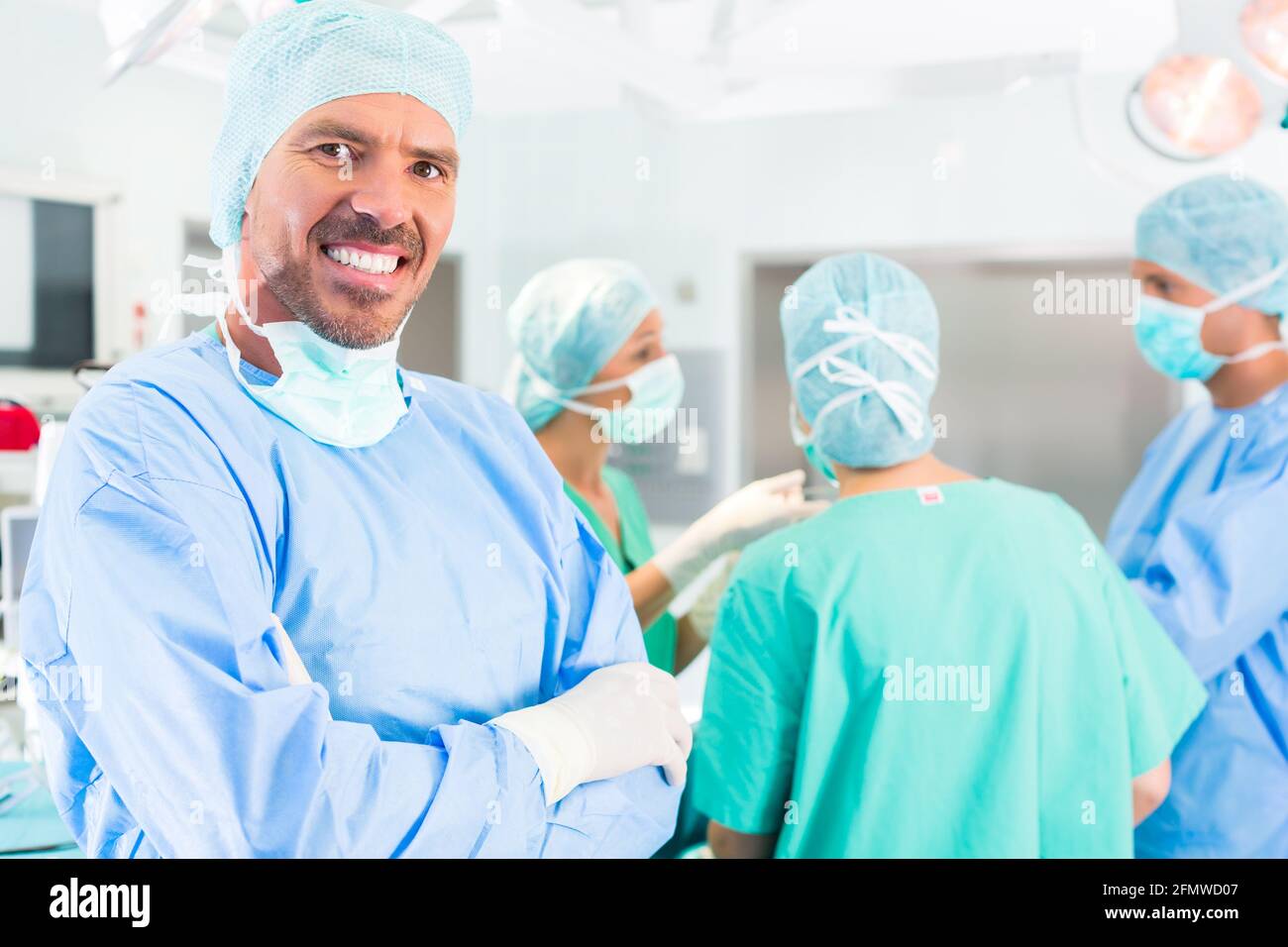 Hospital - surgery team in the operating room or Op of a clinic ...