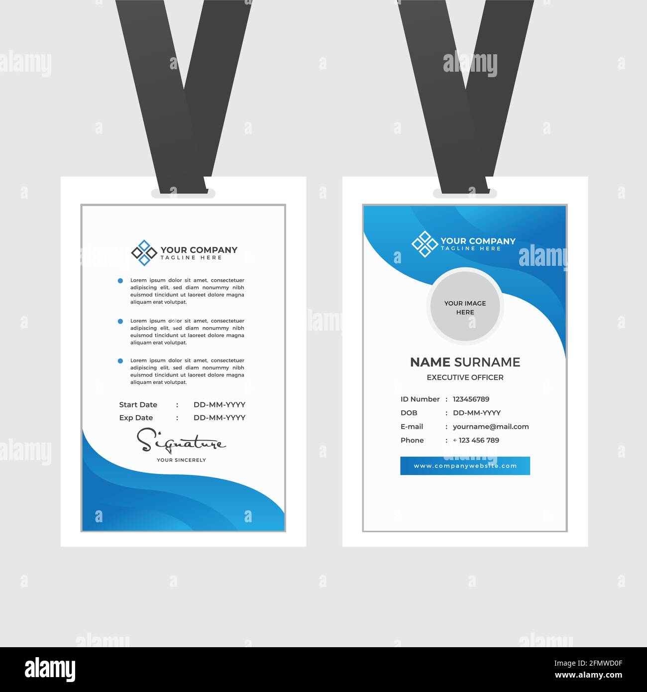 Premium Employee ID Card with Photo Placeholder, Name, Position and ...