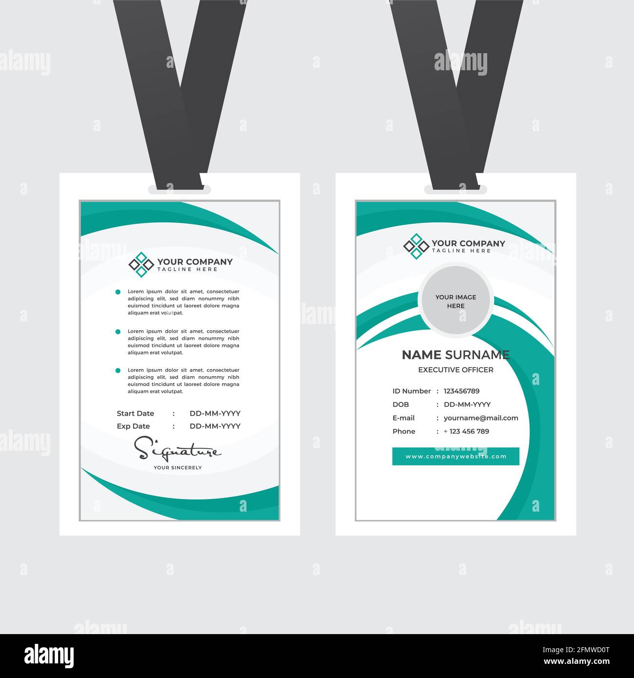 Premium Employee ID Card with Photo Placeholder, Name, Position and ...