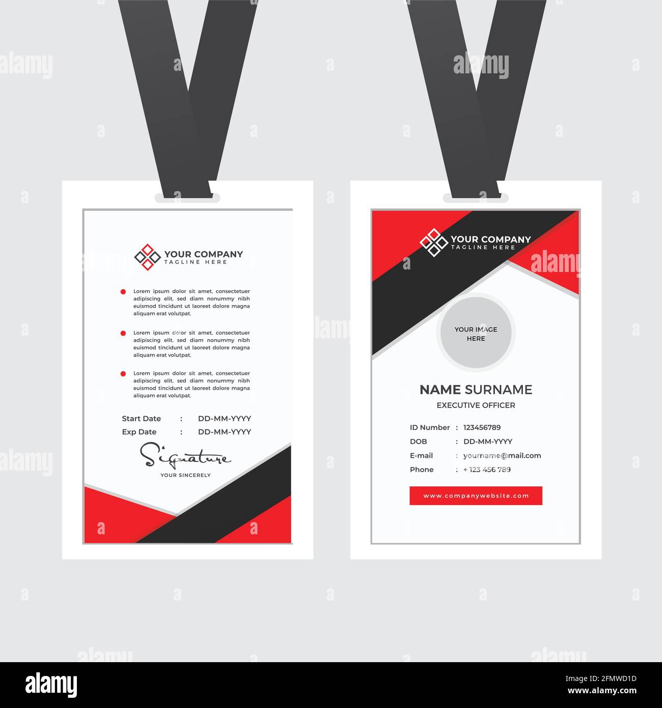 Premium Employee ID Card with Photo Placeholder, Name, Position and ...